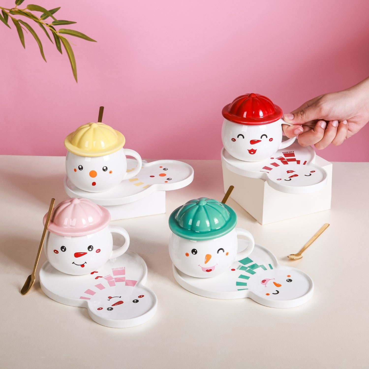 Snowman Plate And Cup Set Online - Premium Coffee Mug | Nestasia