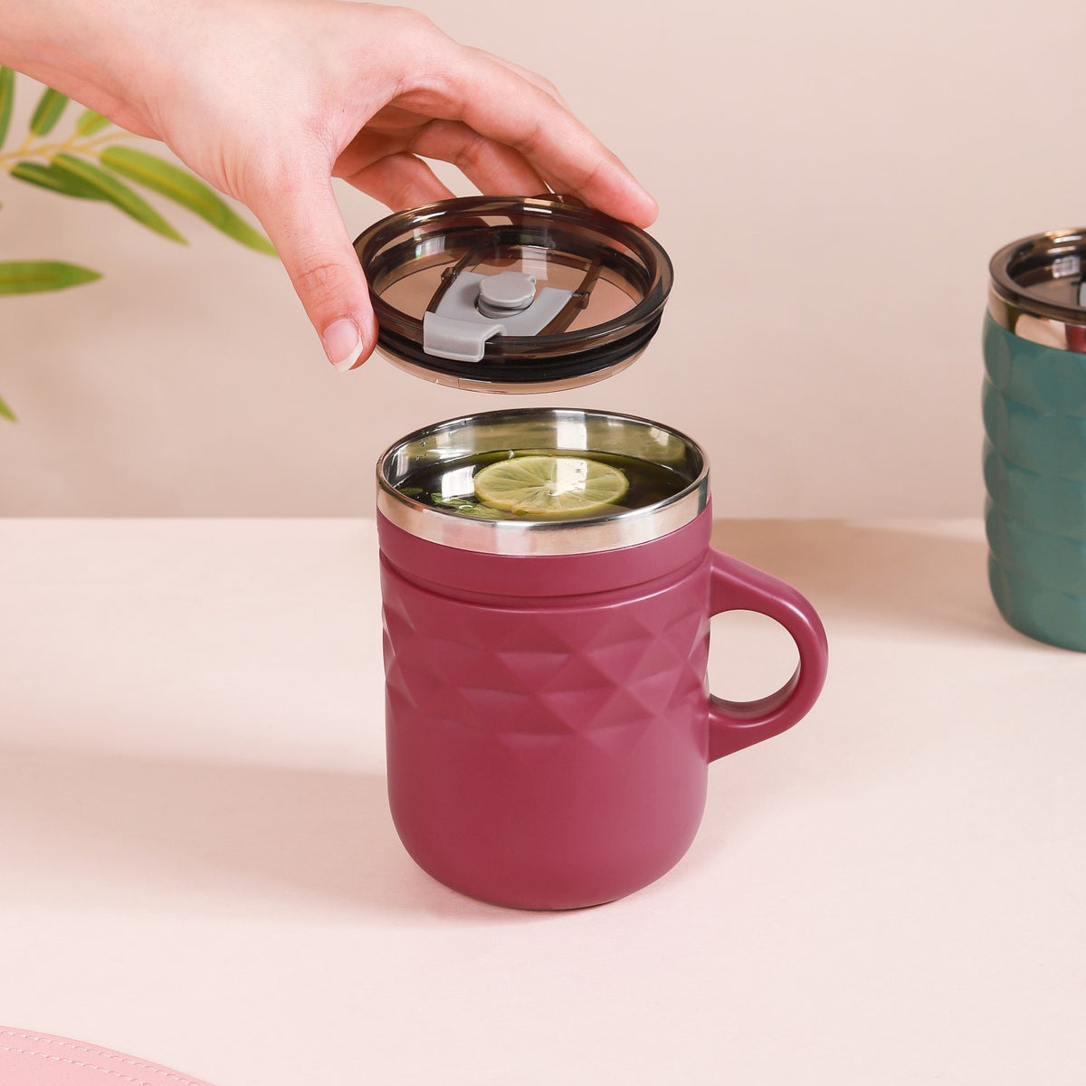 Magenta Matte Finish Stainless Steel Coffee Mug Online | Nestasia