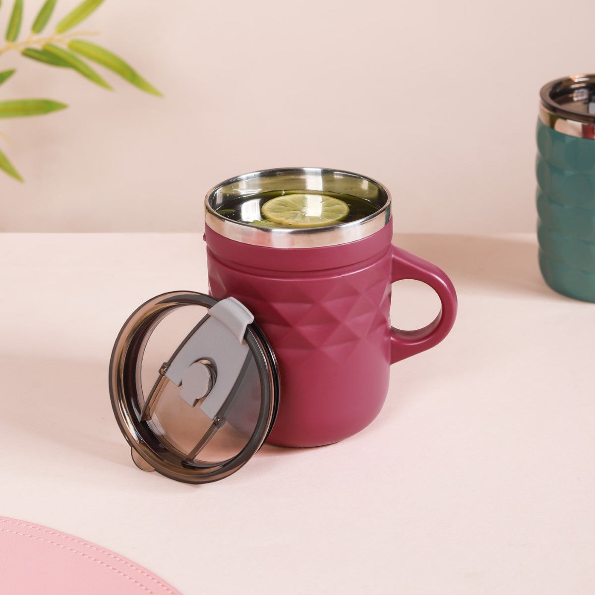 Magenta Matte Finish Stainless Steel Coffee Mug Online | Nestasia