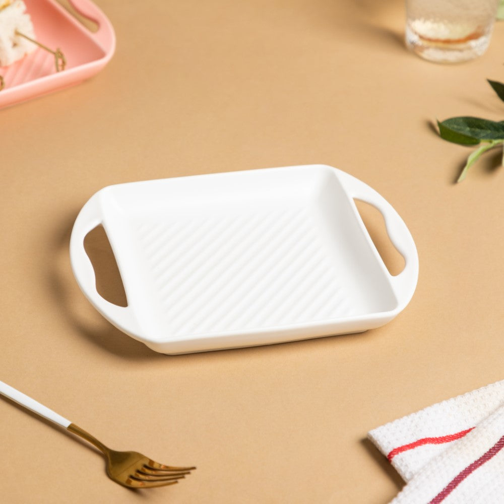 White Square Baking Tray Small Online - Premium Baking Tray | Nestasia