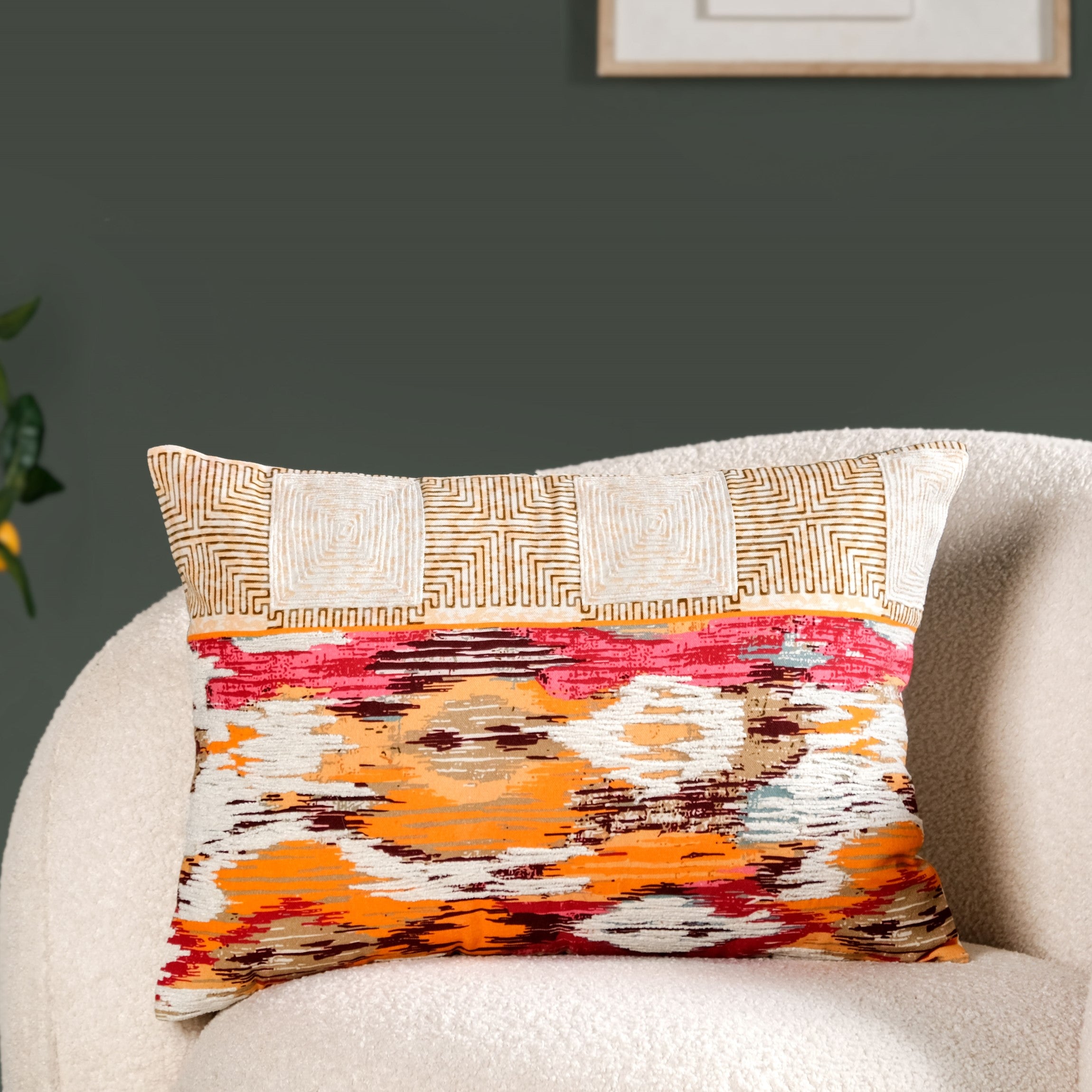 Ikkat Multicolour Cotton Cushion Cover 50x36cm Online - Premium Cushion ...