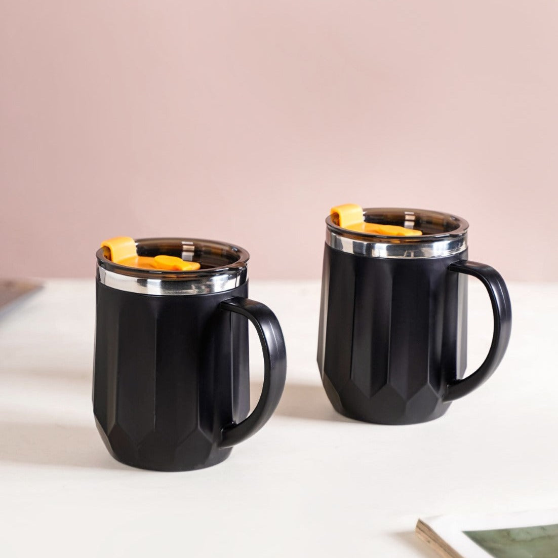 Desk Coffee Mug With Lid Set Of 2 Black 400ml Online - Premium Coffee ...