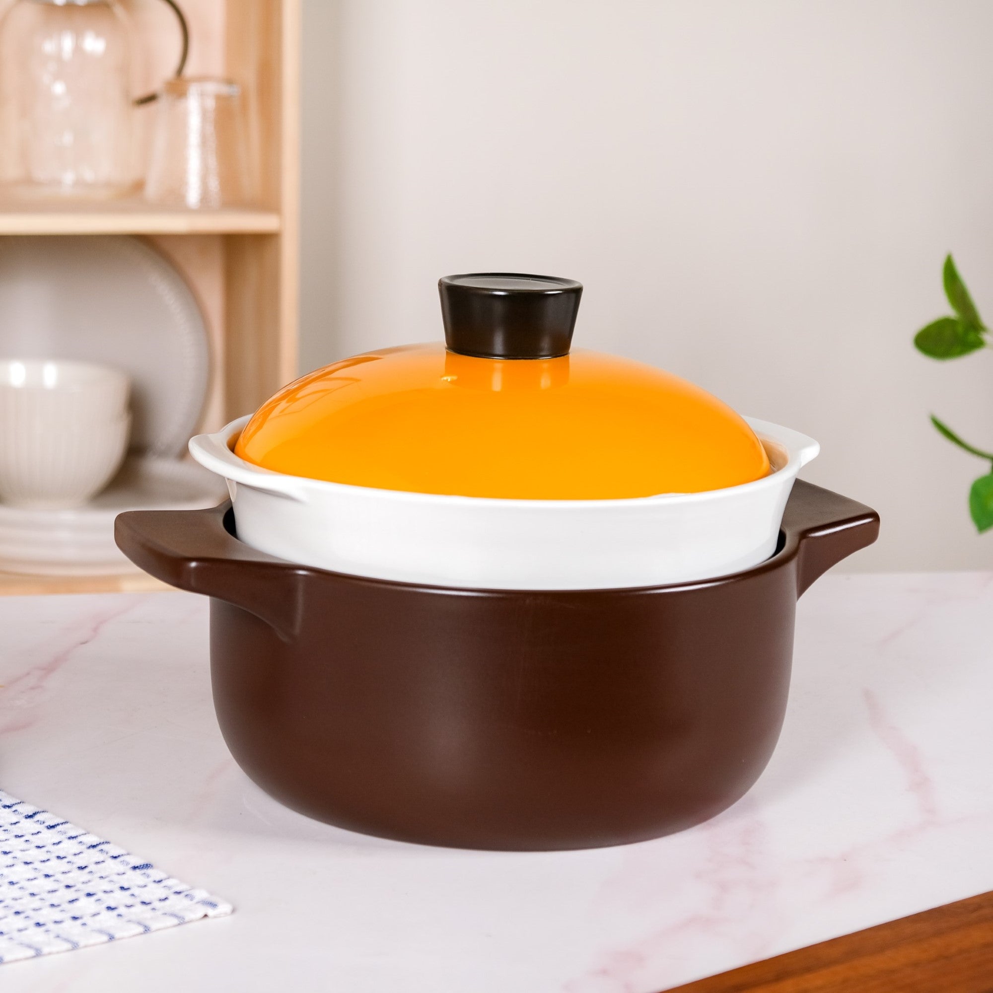 Clementine Japanese Style Ceramic Cooking Pot With Steamer 4100ml ...