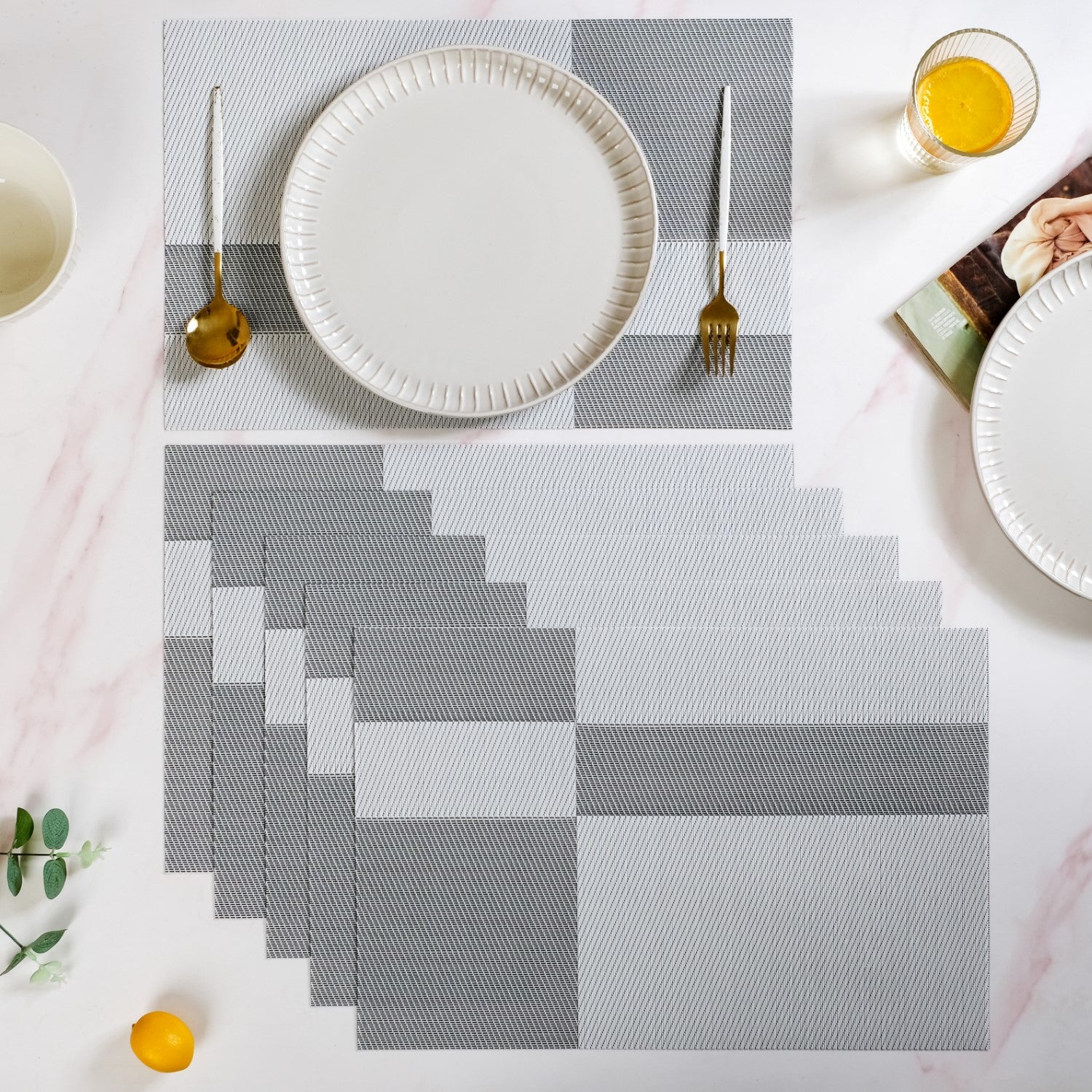 Light Grey Table Mat Set Of 6 Online - Premium Table Mat | Nestasia
