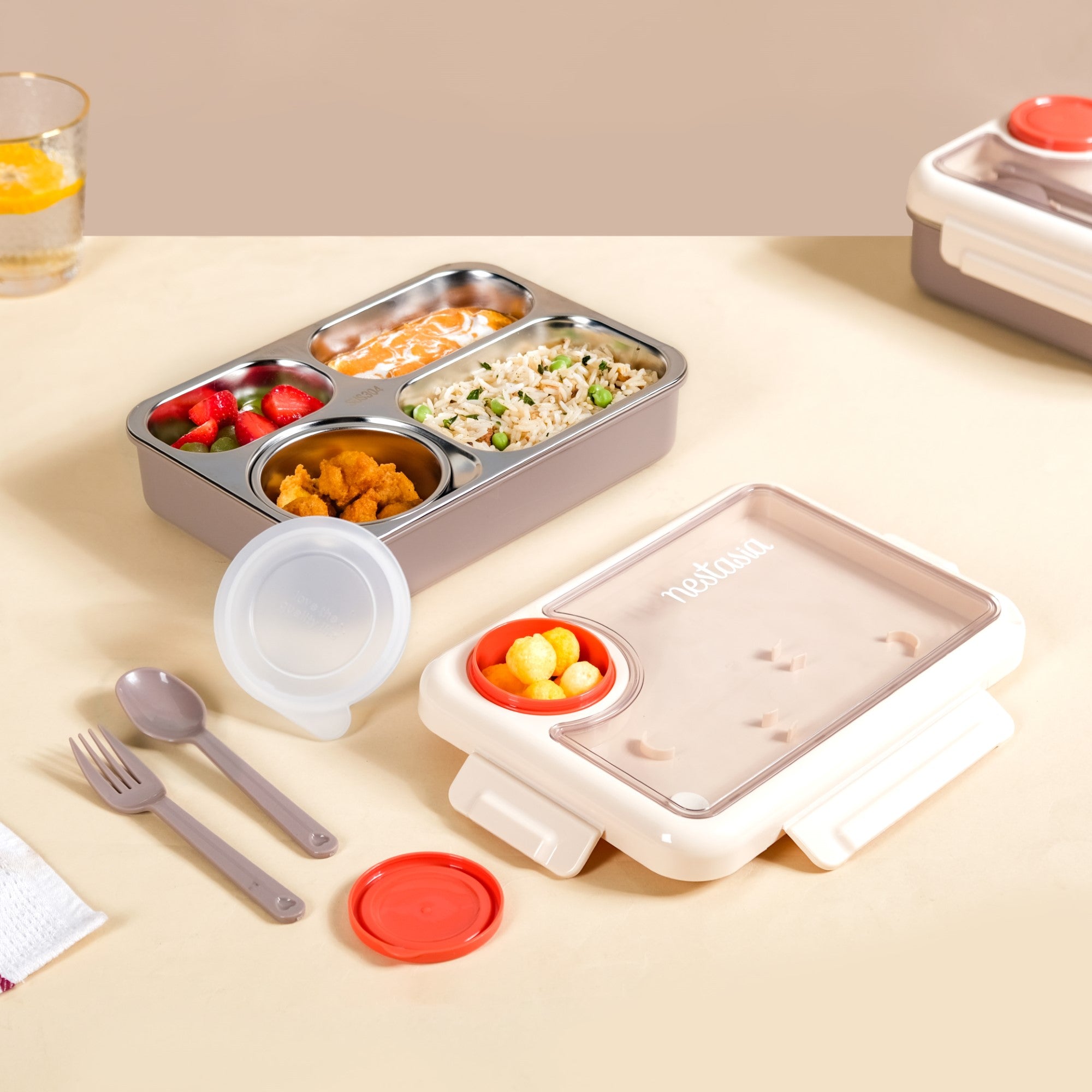 Bento Beige Stainless Steel Insulated Lunch Box For Work 950ml Online ...