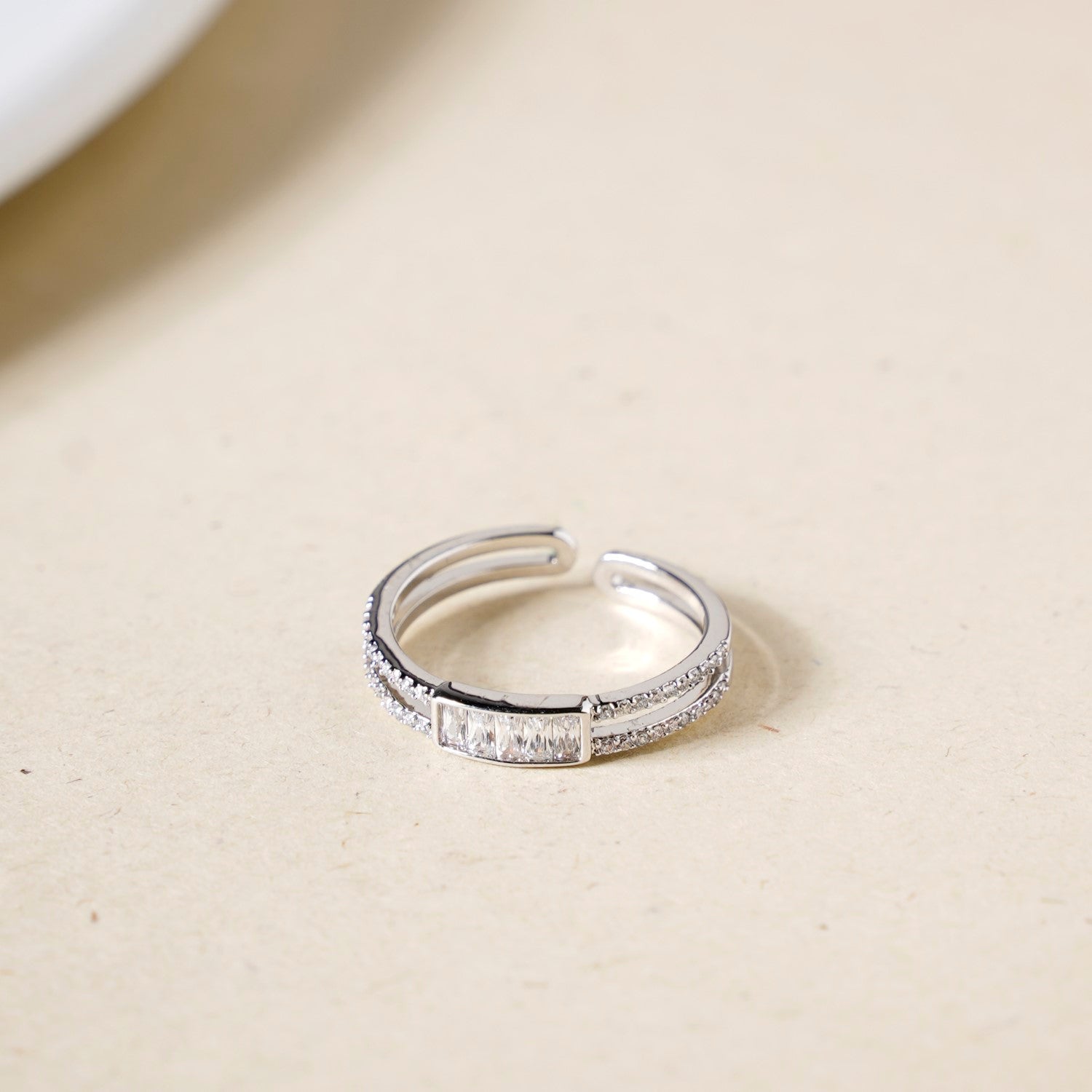 Ring Online - Premium Lustrous Layers Double Band Silver Ring | Nestasia