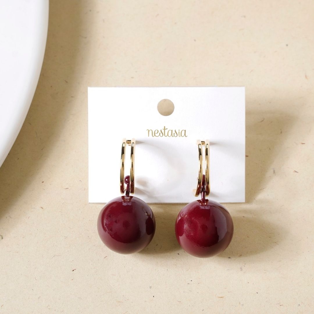Jewellery Online - Premium Maroon Grace Drop Dangler | Nestasia
