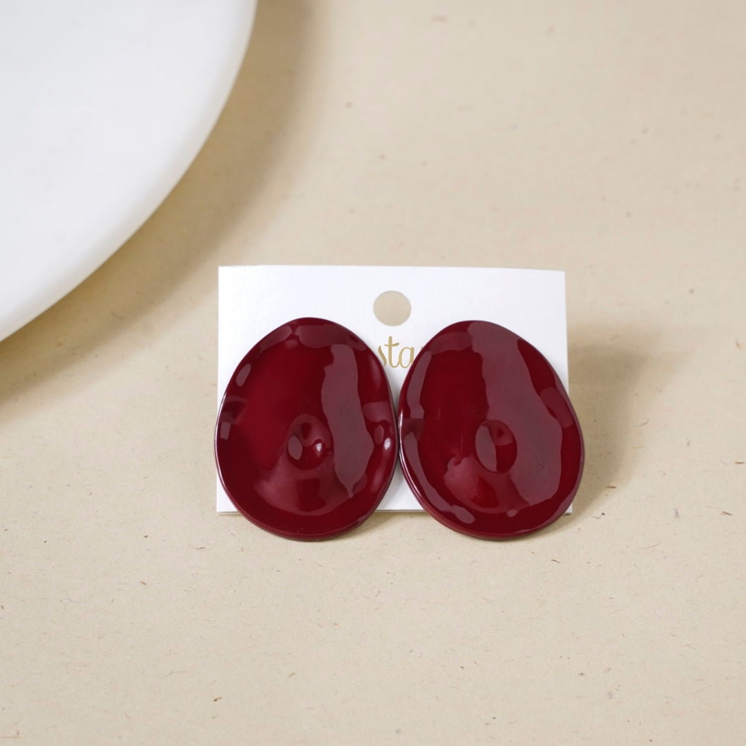 Jewellery Online - Premium Maroon Hammered Studs | Nestasia