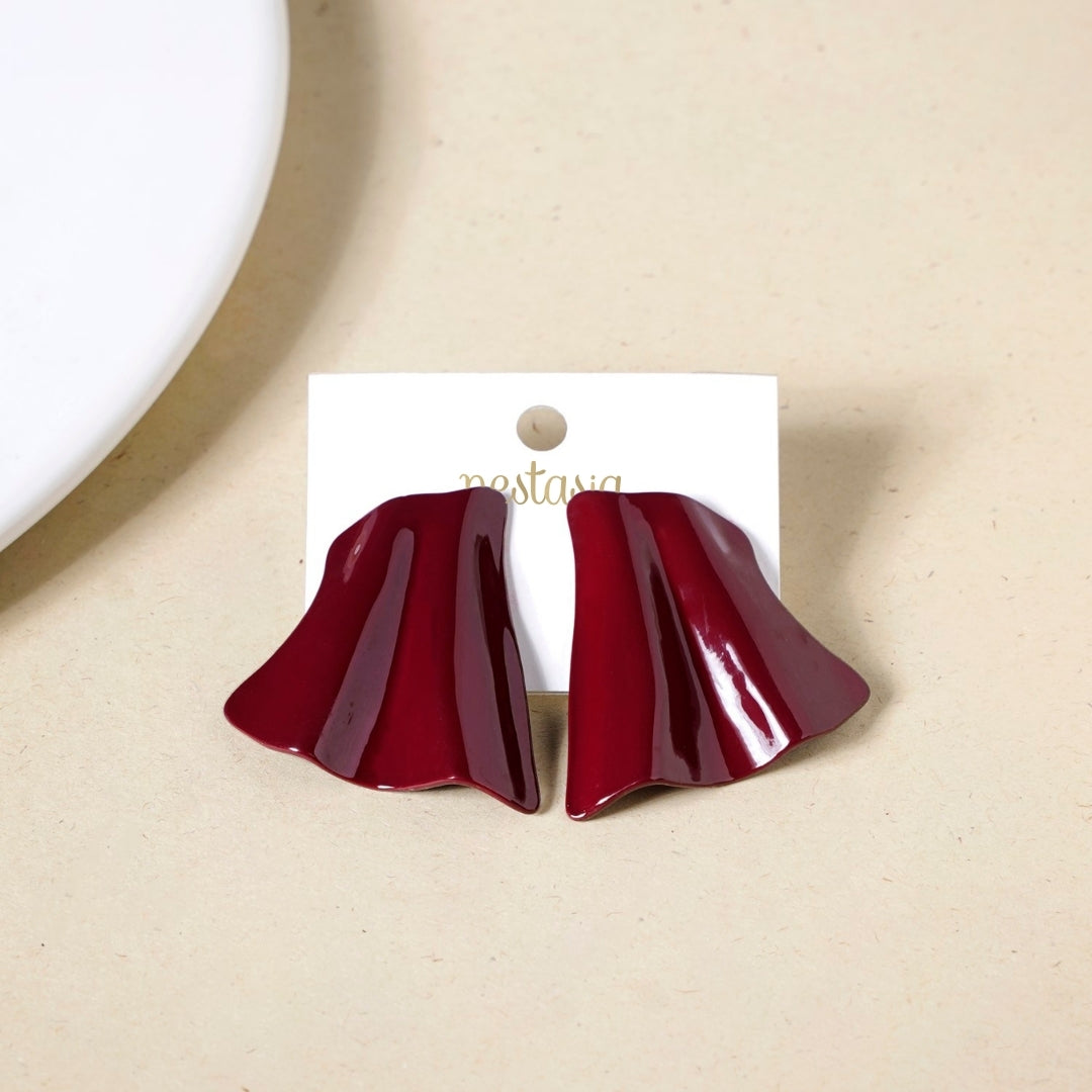 Jewellery Online - Premium Maroon Textured Earrings | Nestasia