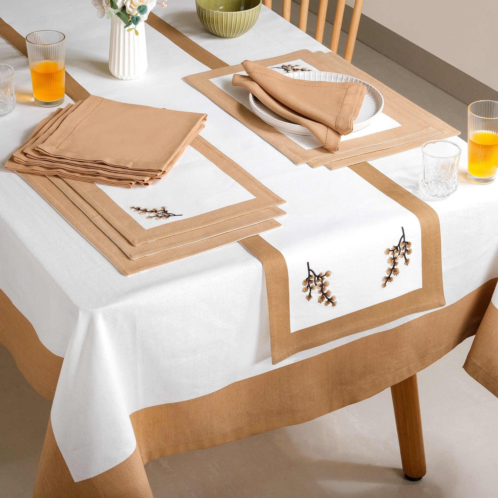 Midori Complete Table Linen Set With Mats Napkins Runner And Table ...
