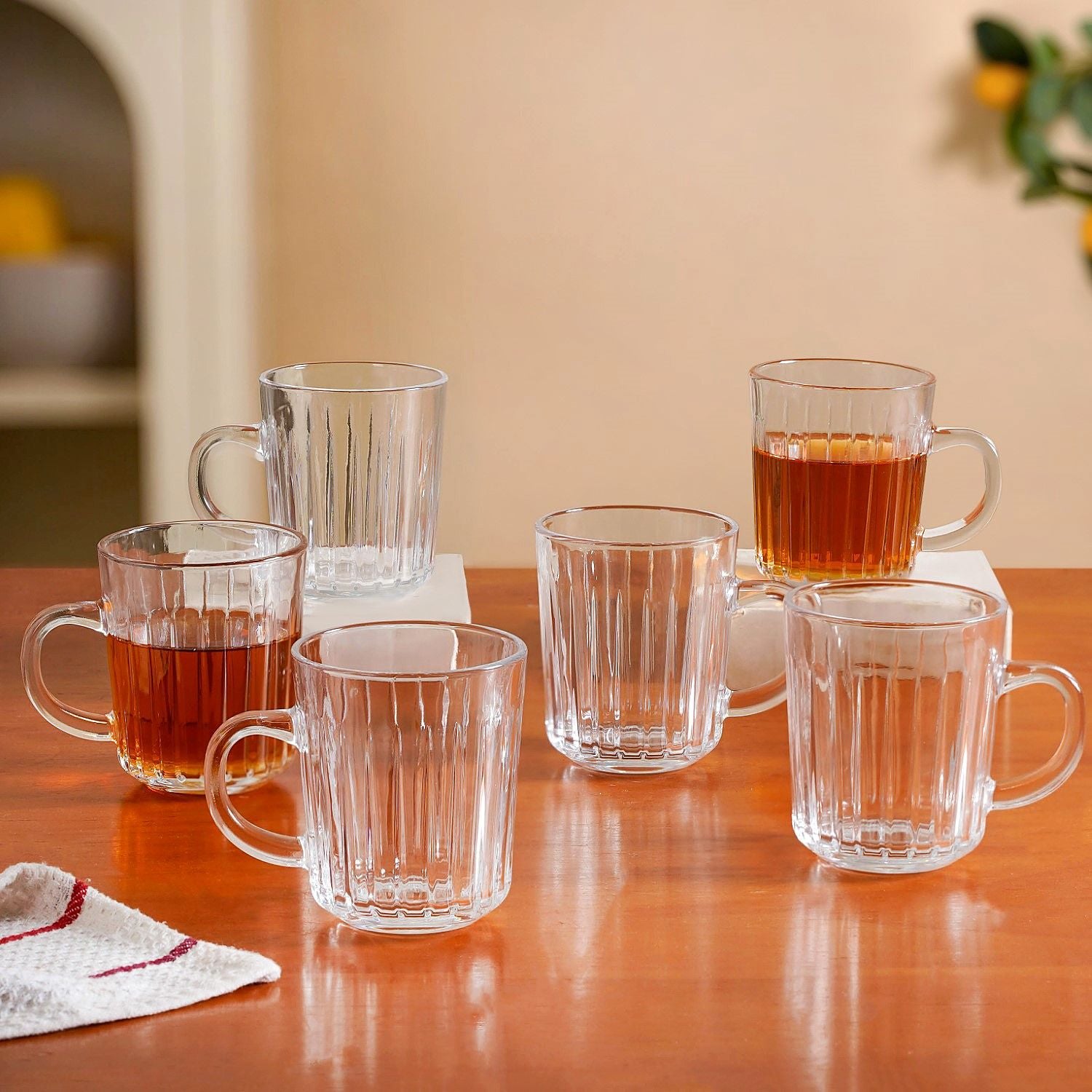 Modern Panelled Embossed Mugs Set Of 6 229ml Online - Premium Coffee ...