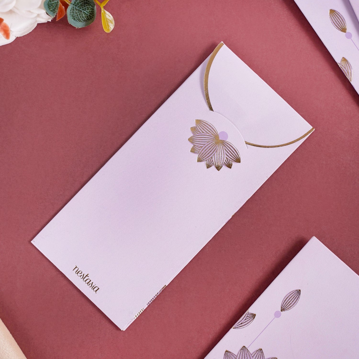 Gold Lotus Shagun Envelope Set Of 12 Lavender Online - Premium Envelope ...