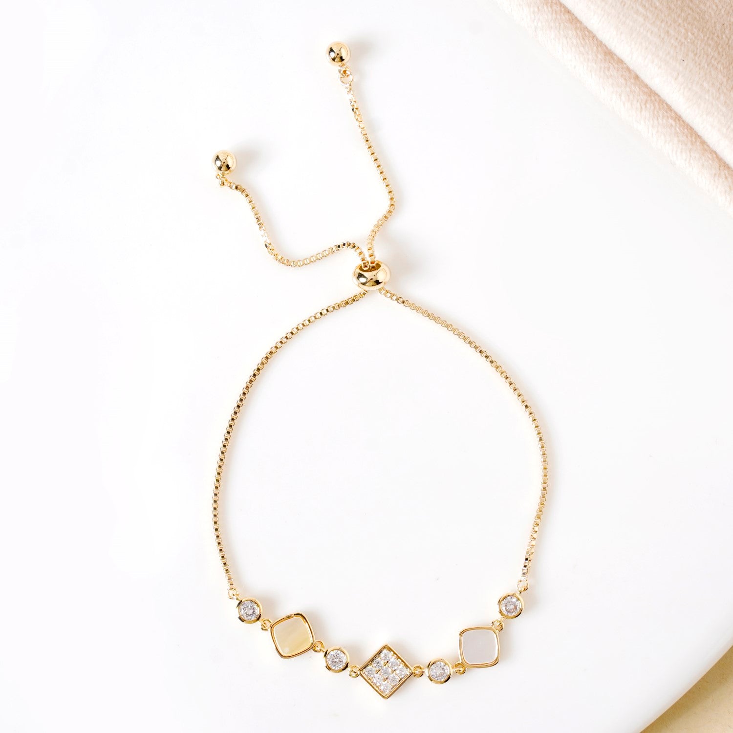 Jewellery Online - Premium Moonstone Geometry Chain Gold Bracelet ...