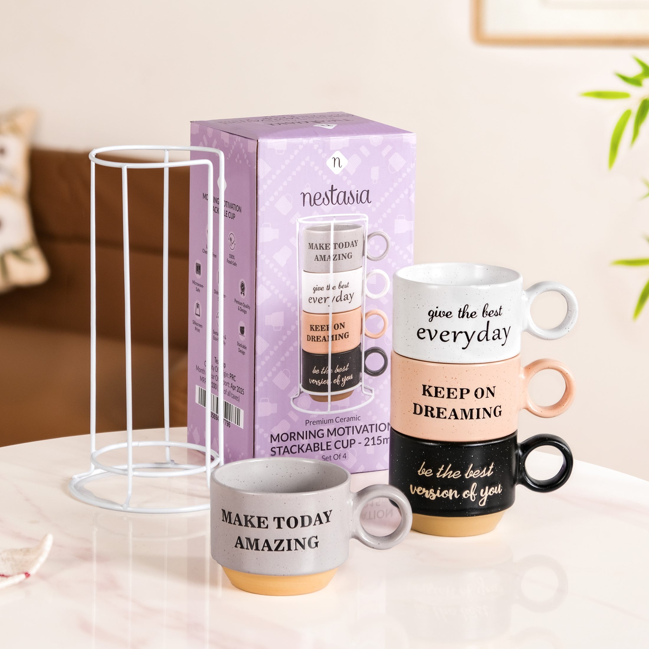 Morning Motivation Stackable Cup Set Of 4 215ml Online - Premium Tea ...