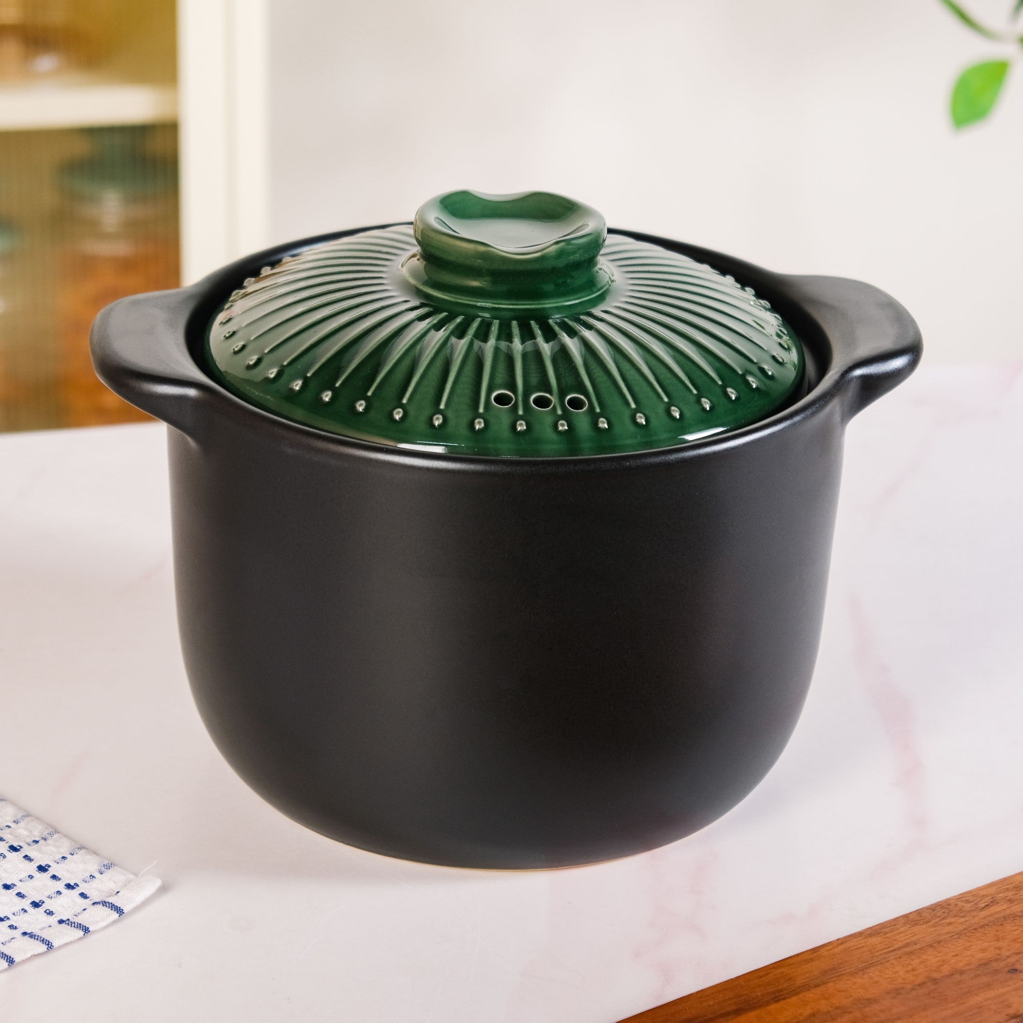 Botanica Ceramic Cooking Pot With Lid Green 5700ml Online - Premium ...