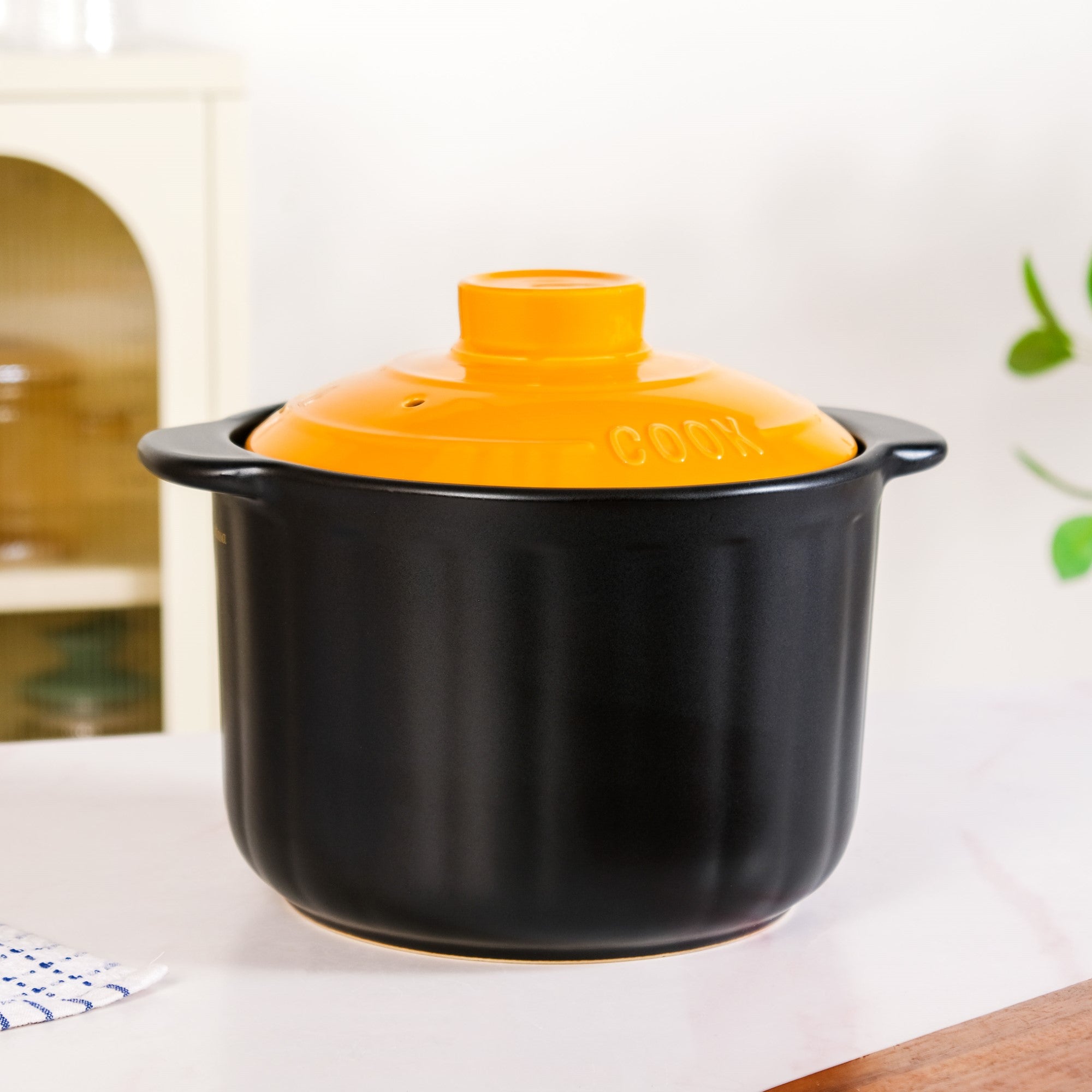 Ceramic Braising Cookpot With Orange Dome Lid 5500ml Online - Premium ...