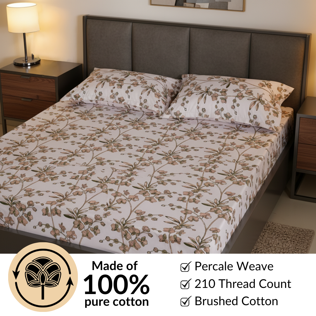 Orchid Grace Queen Size Bedding Set 254x229cm Online - Premium Bedsheet ...