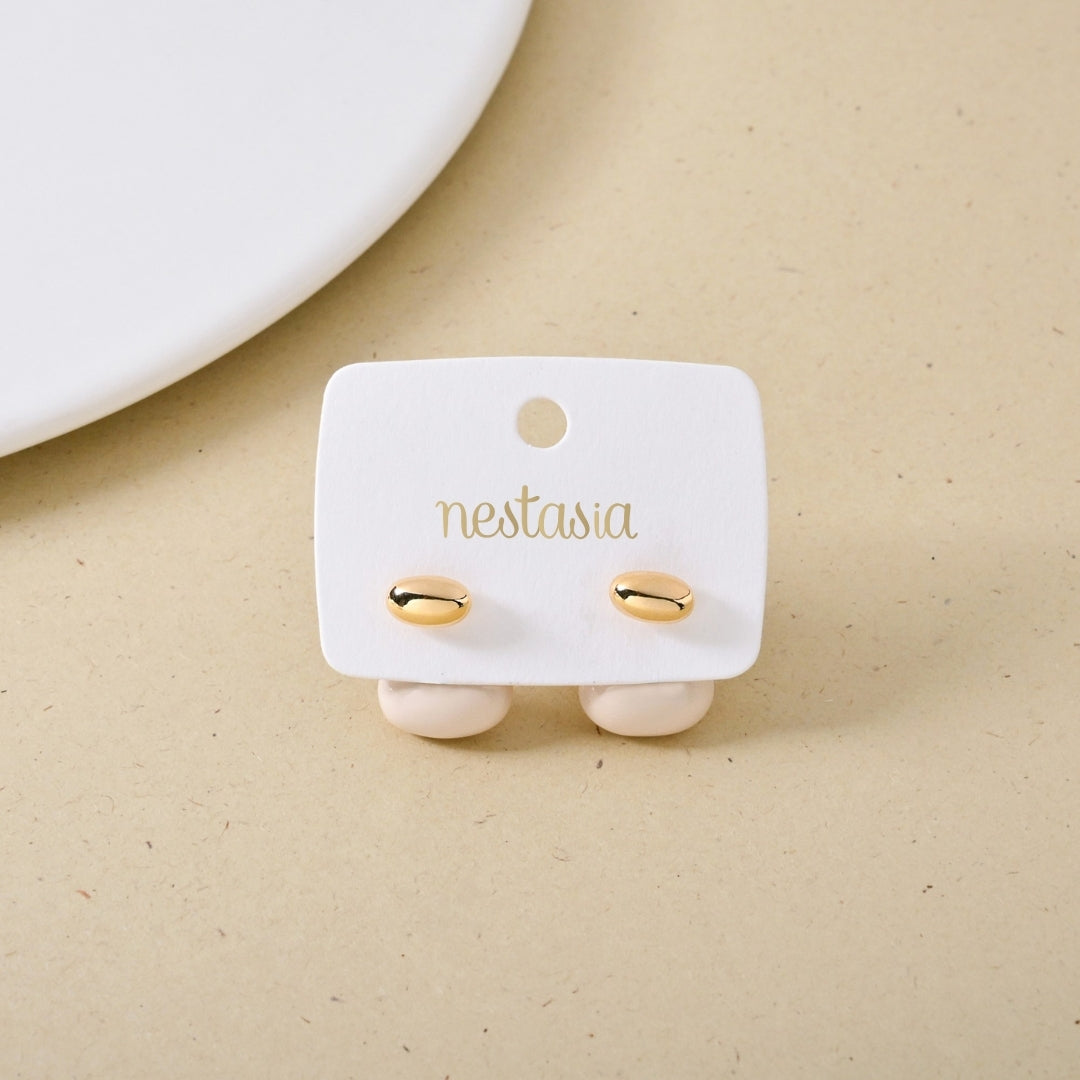Jewellery Online - Premium Oval Front Back Drop Earrings White | Nestasia