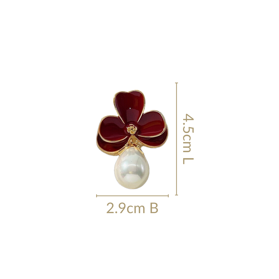 Jewellery Online - Premium Maroon Pearl Drop Earrings | Nestasia