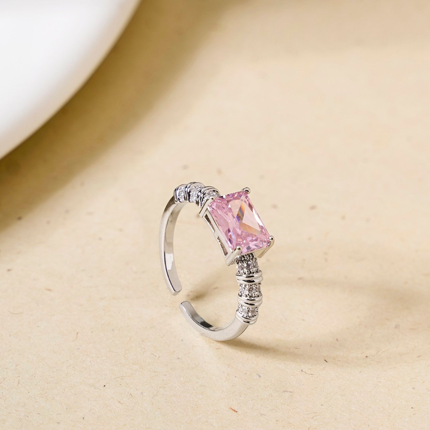 Ring Online - Premium Pink Stone Geometric Ring | Nestasia