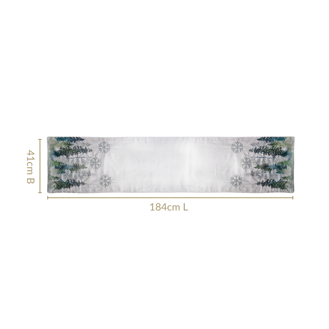 Snowfall In Pine Forest Embroidered Table Runner Online - Premium Table ...
