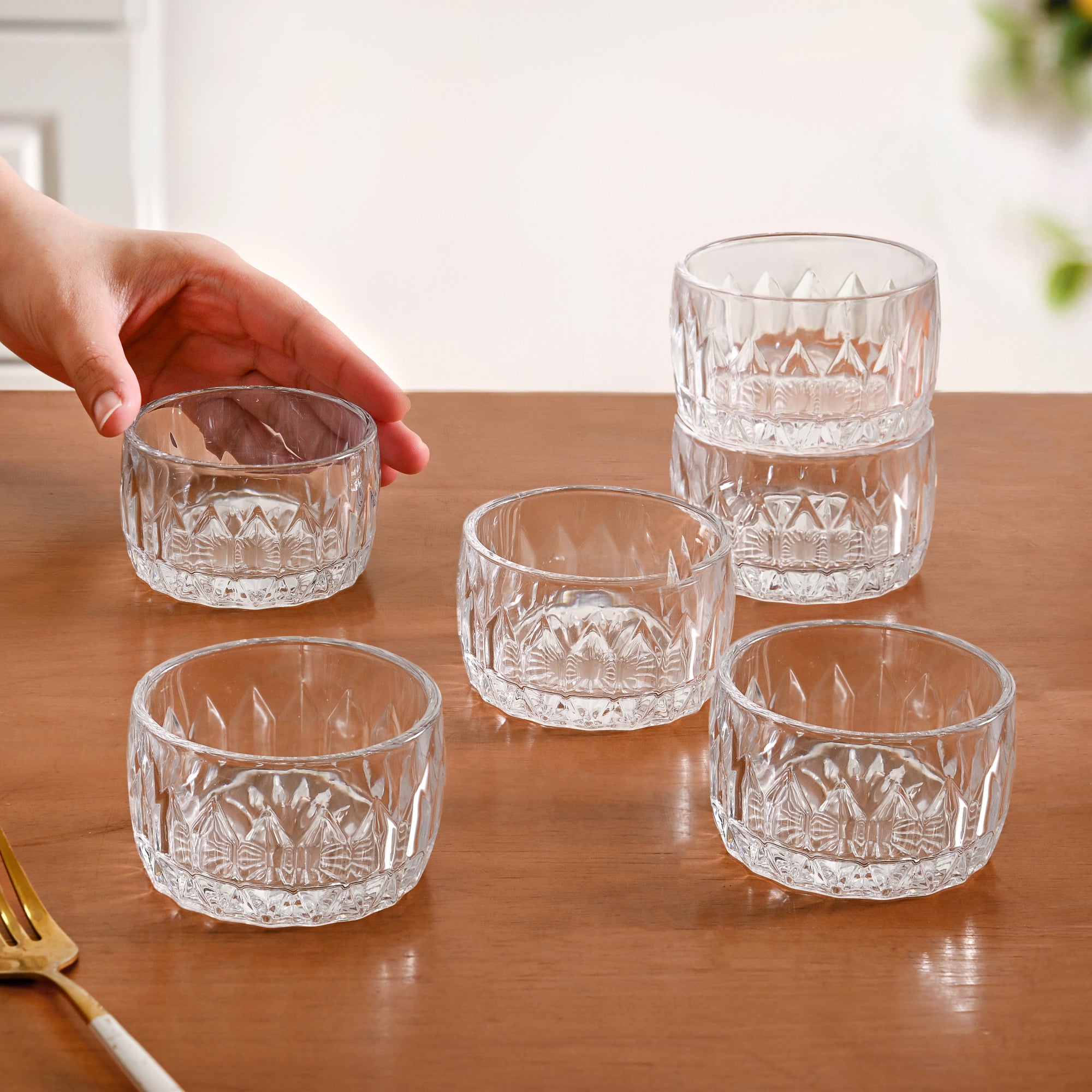 Embossed Side Bowl Set Of 6 160ml Online - Premium Snack Bowl | Nestasia