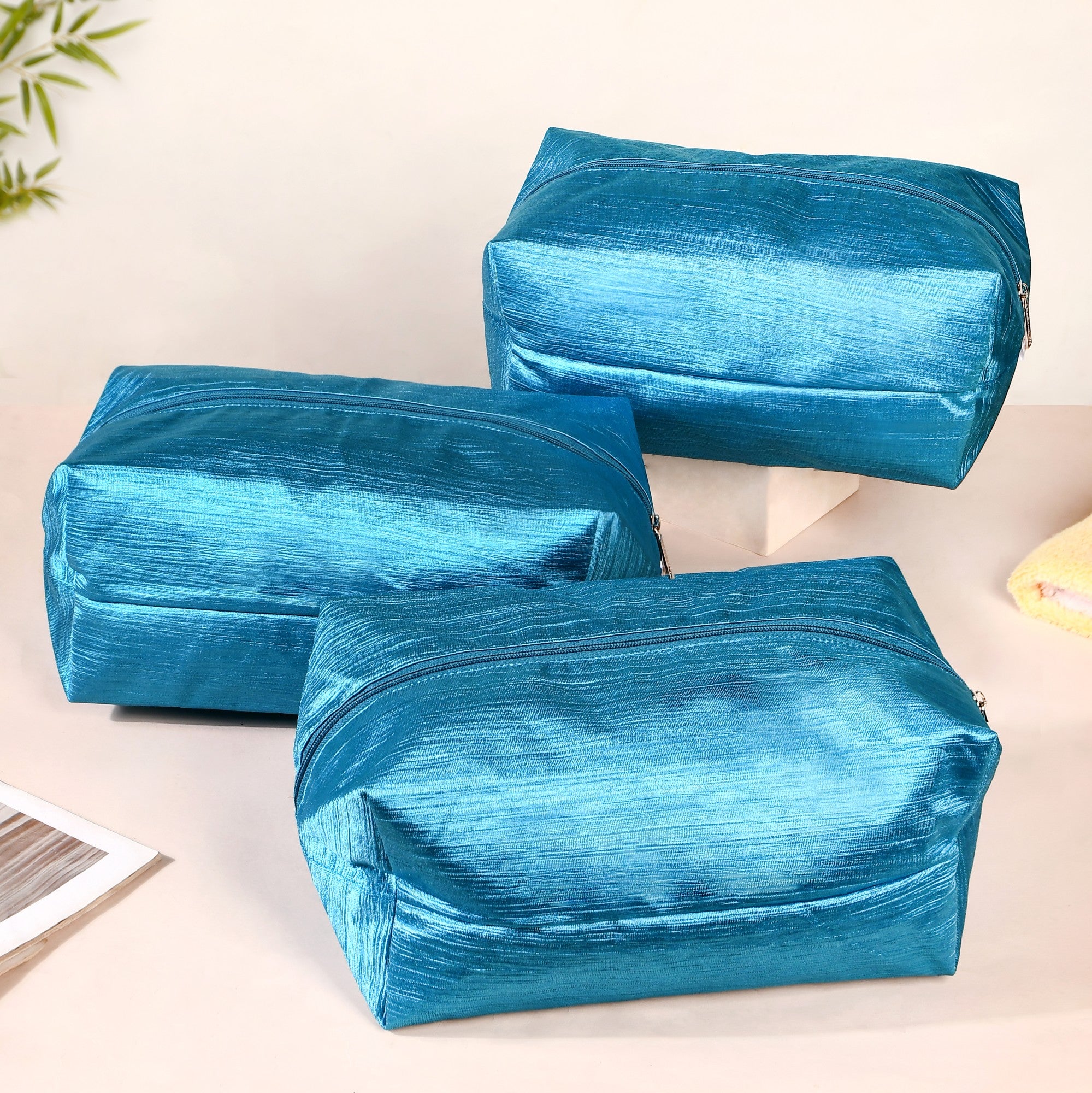 Teal Zippered Shoe Bags For Travel Large Set Of 3 Online - Premium ...