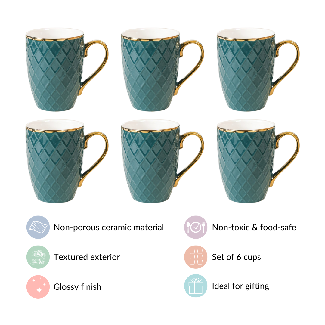 Mugs - Buy Diamond Textured Cup Set of 6 Online | Nestasia