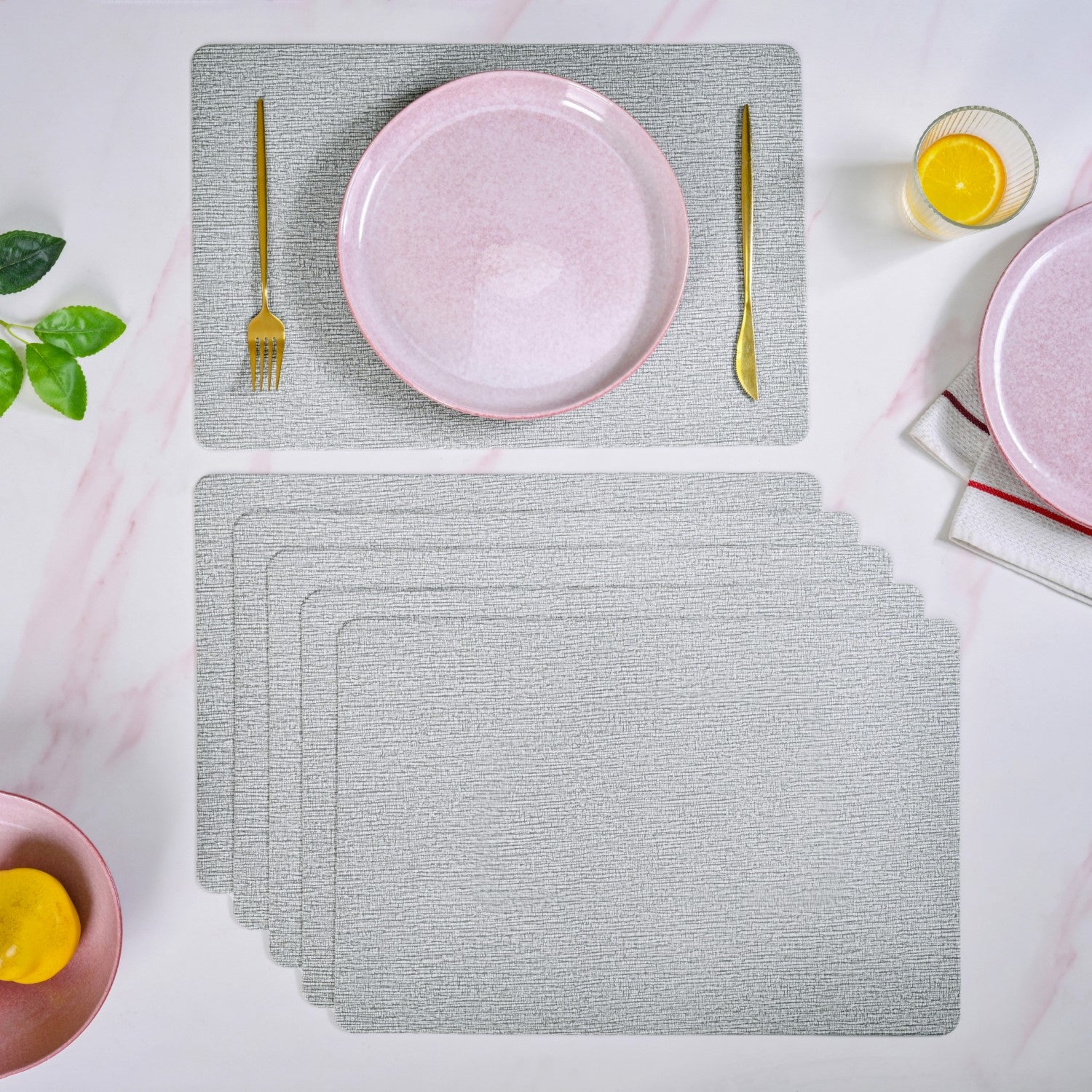 Treewood Grey Textile Print Placemat Set Of 6 Online - Premium Table ...