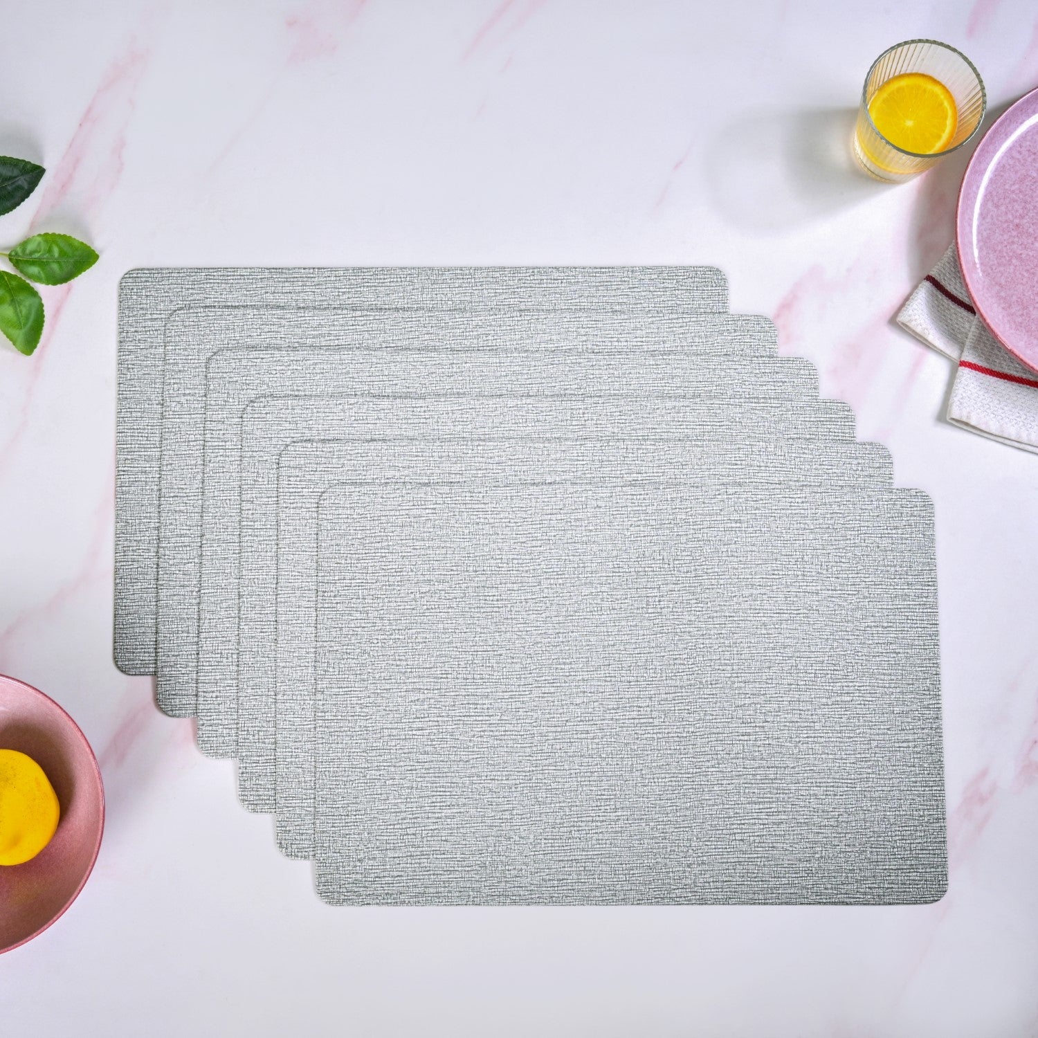 Treewood Grey Textile Print Placemat Set Of 6 Online - Premium Table ...