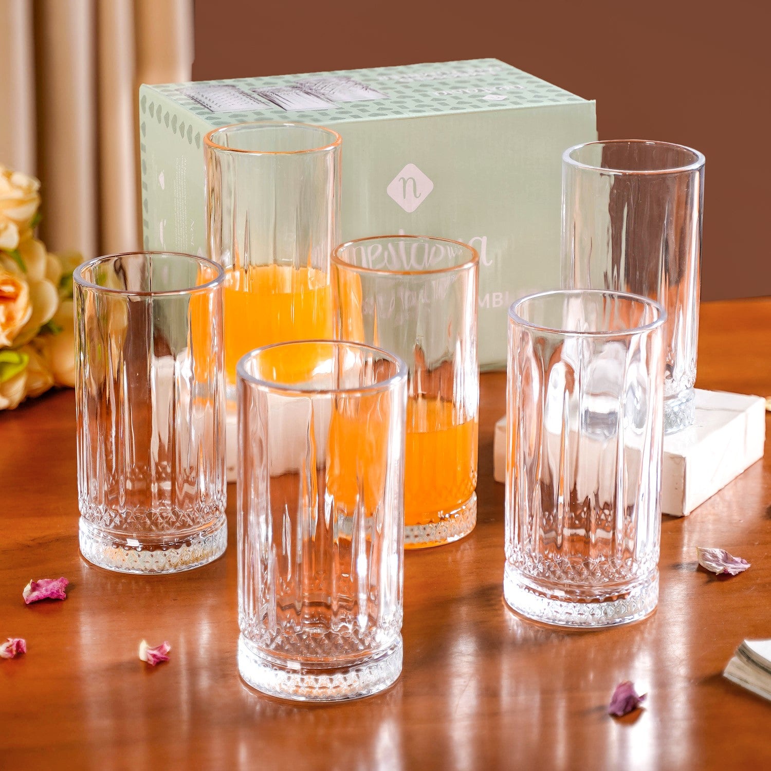Crystal Clarity Luxurious Juice Glass Set Of 6 466ml Online - Premium Tumbler | Nestasia