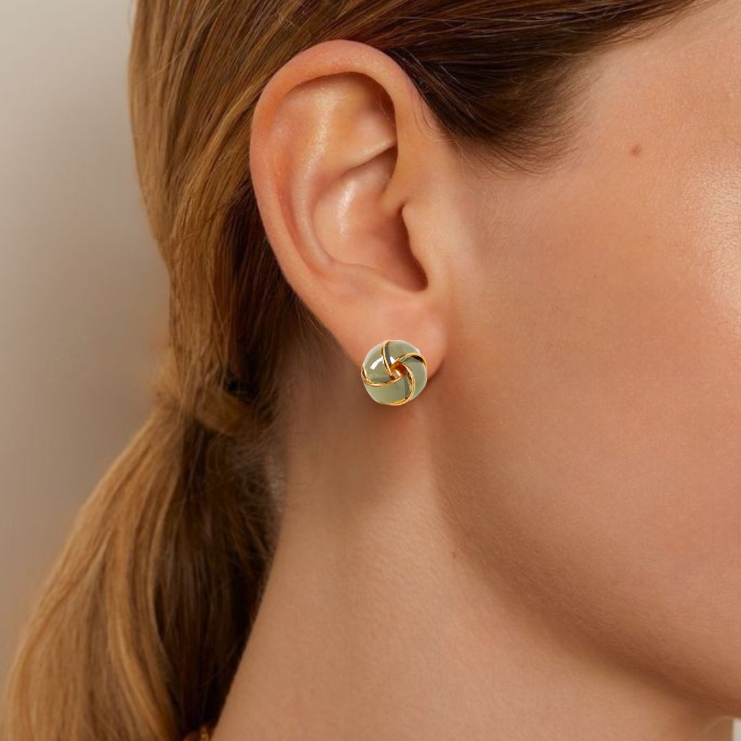 Jewellery Online - Premium Twisted Knot Studs Sage | Nestasia
