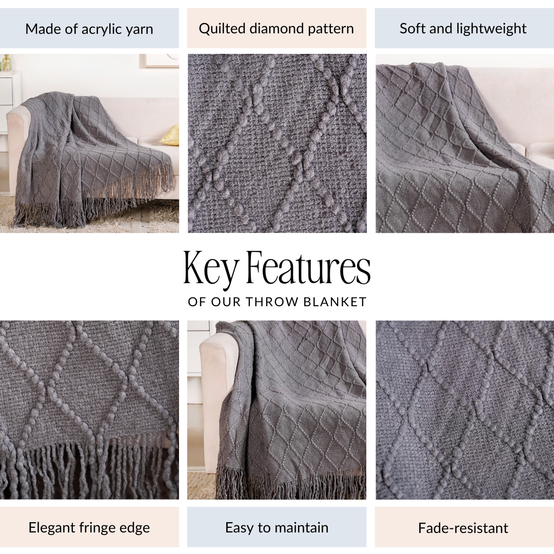 Urban Grey Couch Throw Online - Premium Throw Blanket | Nestasia