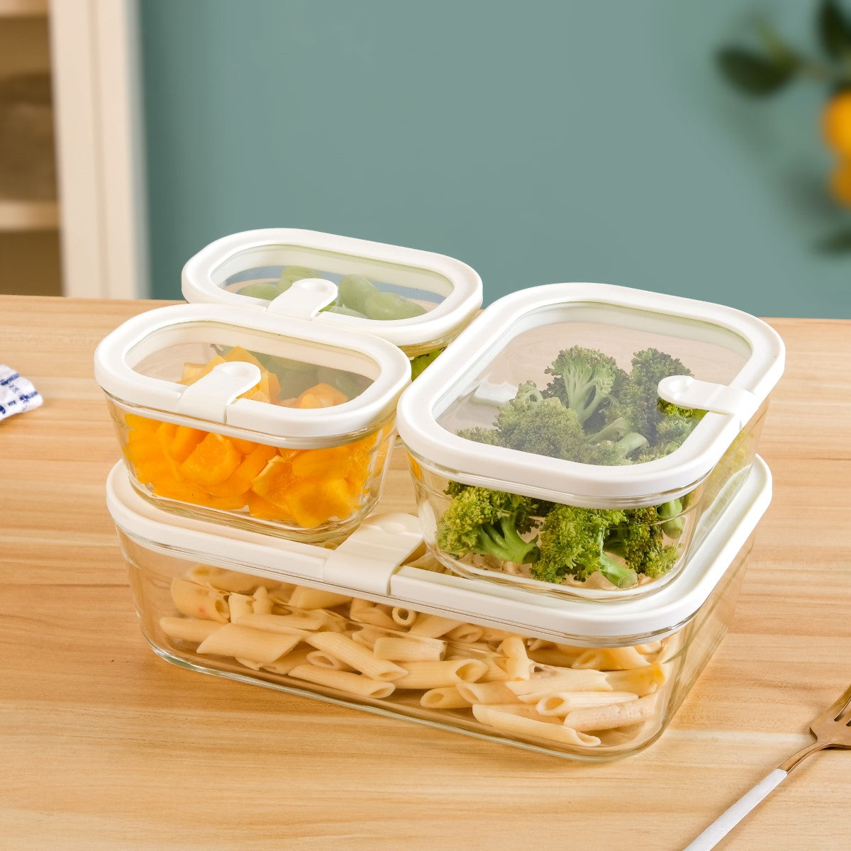 Vento Food Container With Airtight Silicone Lid Set Of 4 370ml 930ml ...