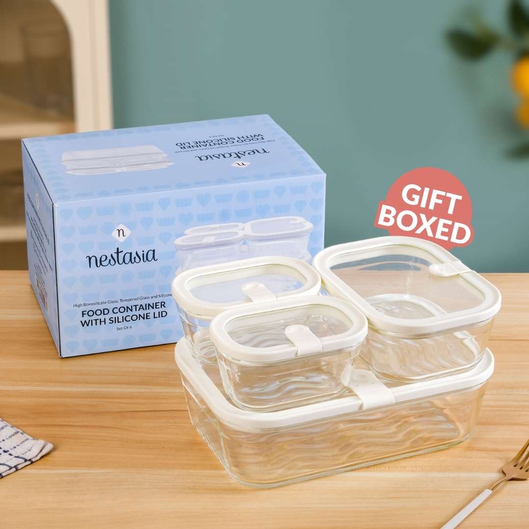 Vento Food Container With Airtight Silicone Lid Set Of 4 370ml 930ml ...