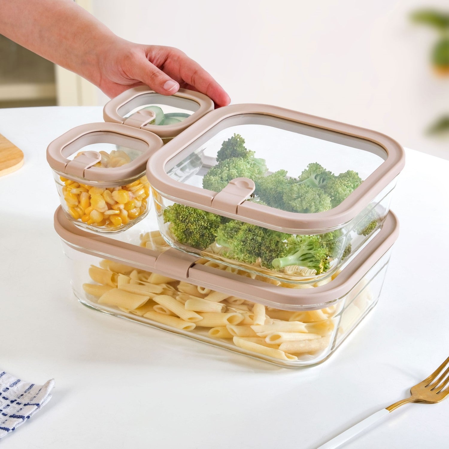 Vento Food Storage Container Set Of 4 220ml 1320ml 2500ml Brown Online ...