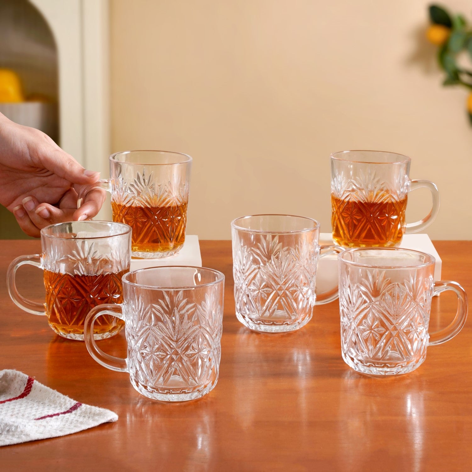 Vintage Panelled Embossed Mugs Set Of 6 229ml Online - Premium Coffee ...