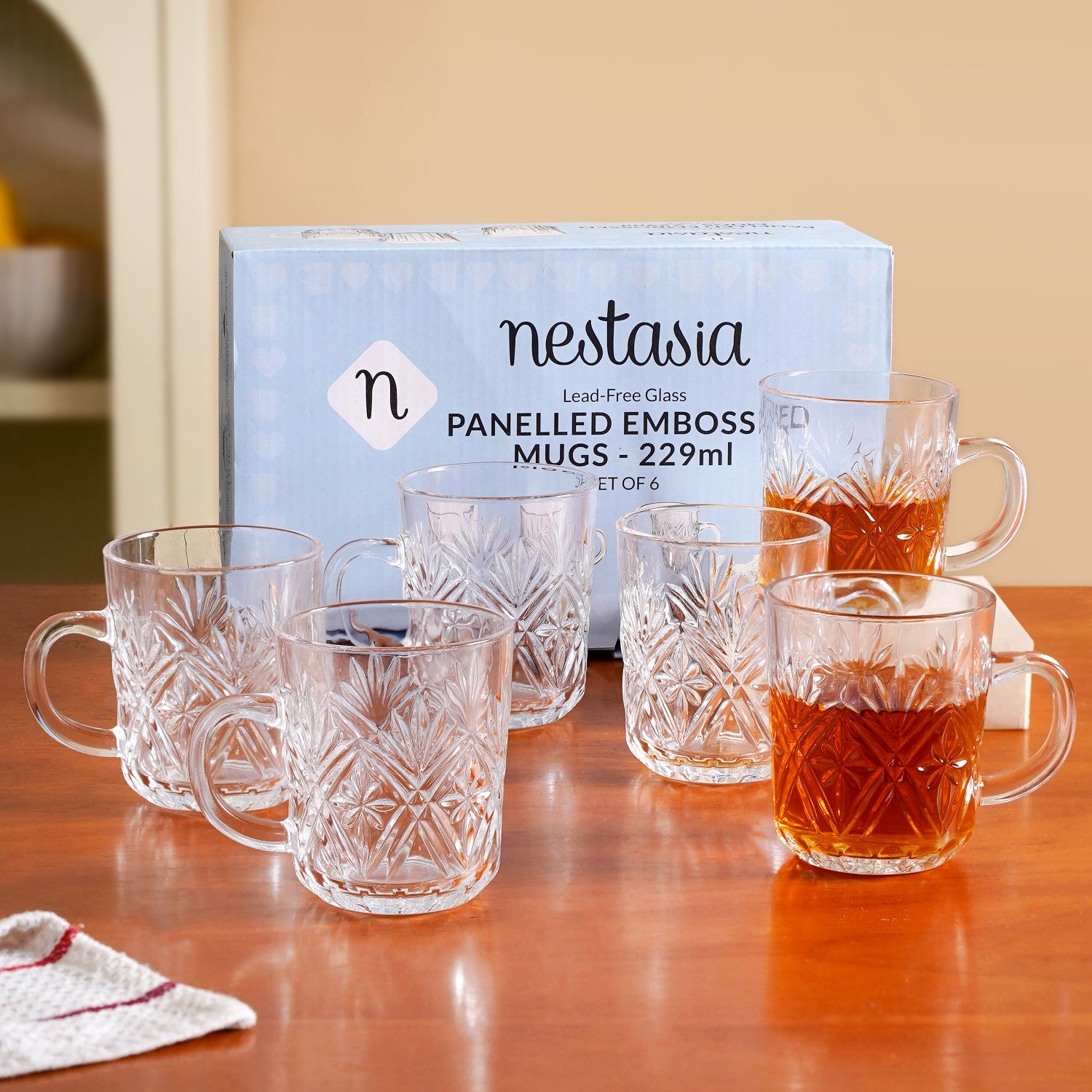 Vintage Panelled Embossed Mugs Set Of 6 229ml Online - Premium Coffee ...