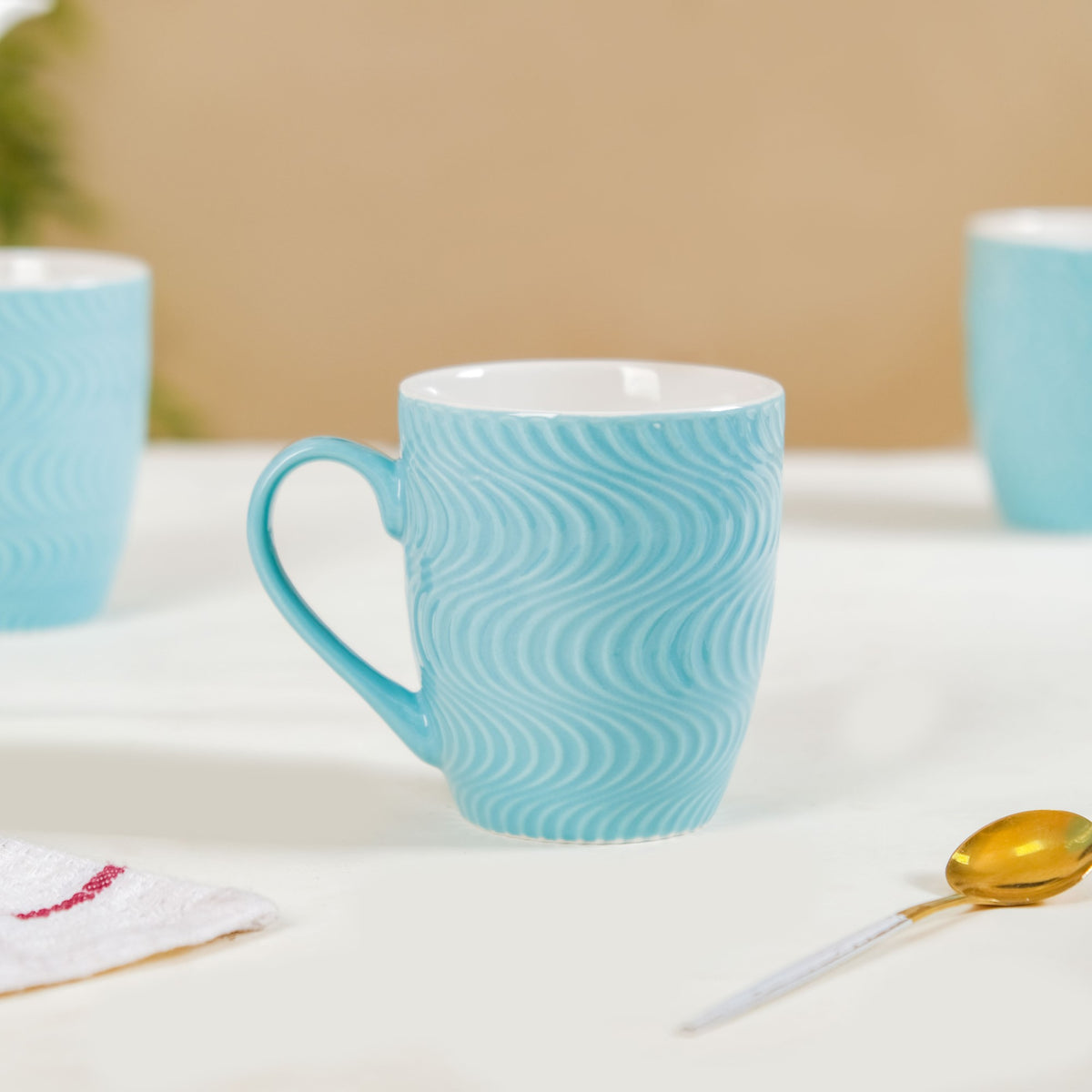 Ceramic Cup - Buy Wavy Textured Ceramic Cup Set Online | Nestasia