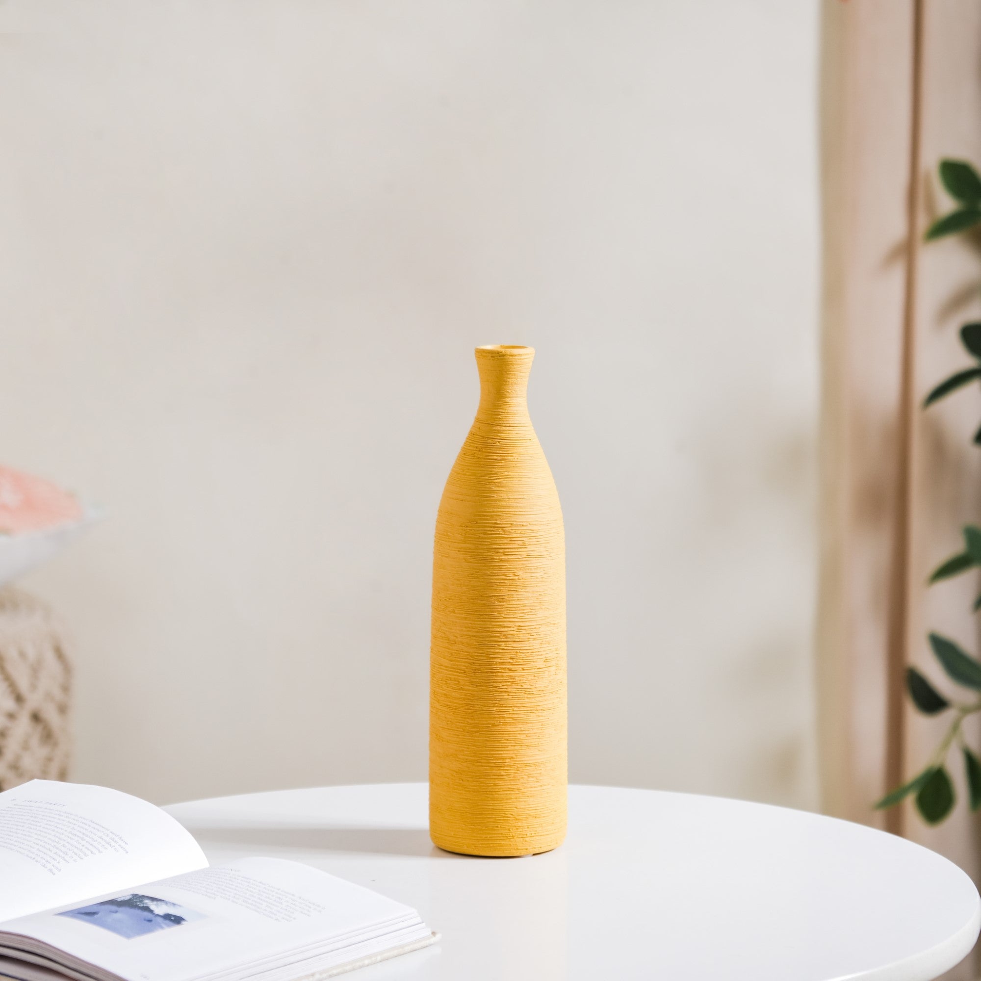 Yellow Textured Ceramic Vase Online - Premium Vase | Nestasia