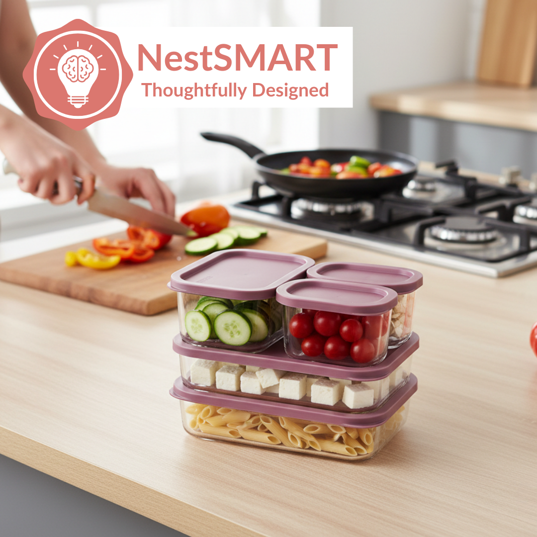 Groovo Storage Containers With Lid Set Of 5 310ml 750ml 1200ml Mauve ...