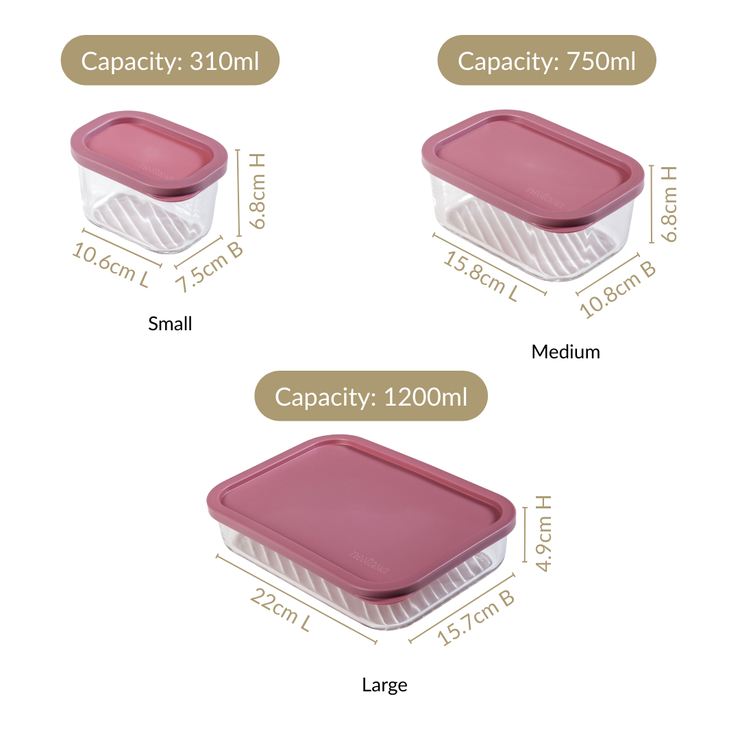 Groovo Storage Containers With Lid Set Of 5 310ml 750ml 1200ml Mauve ...