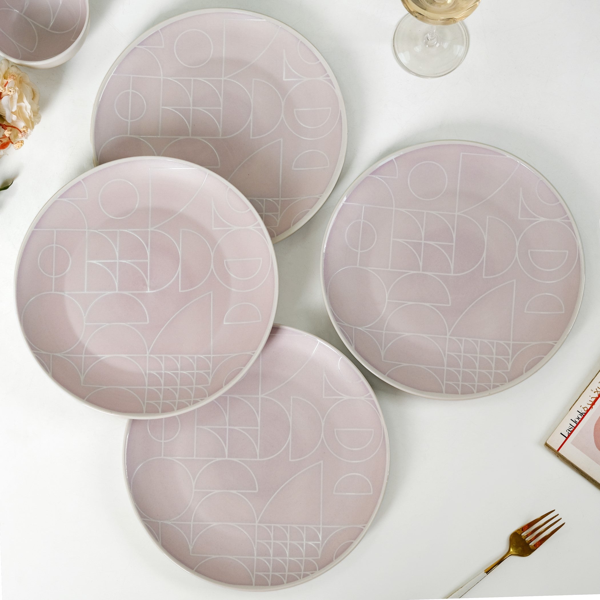 Monvia Modern Art Deco Light Mauve Dinner Plate Set Of 4 10 Inch Online ...