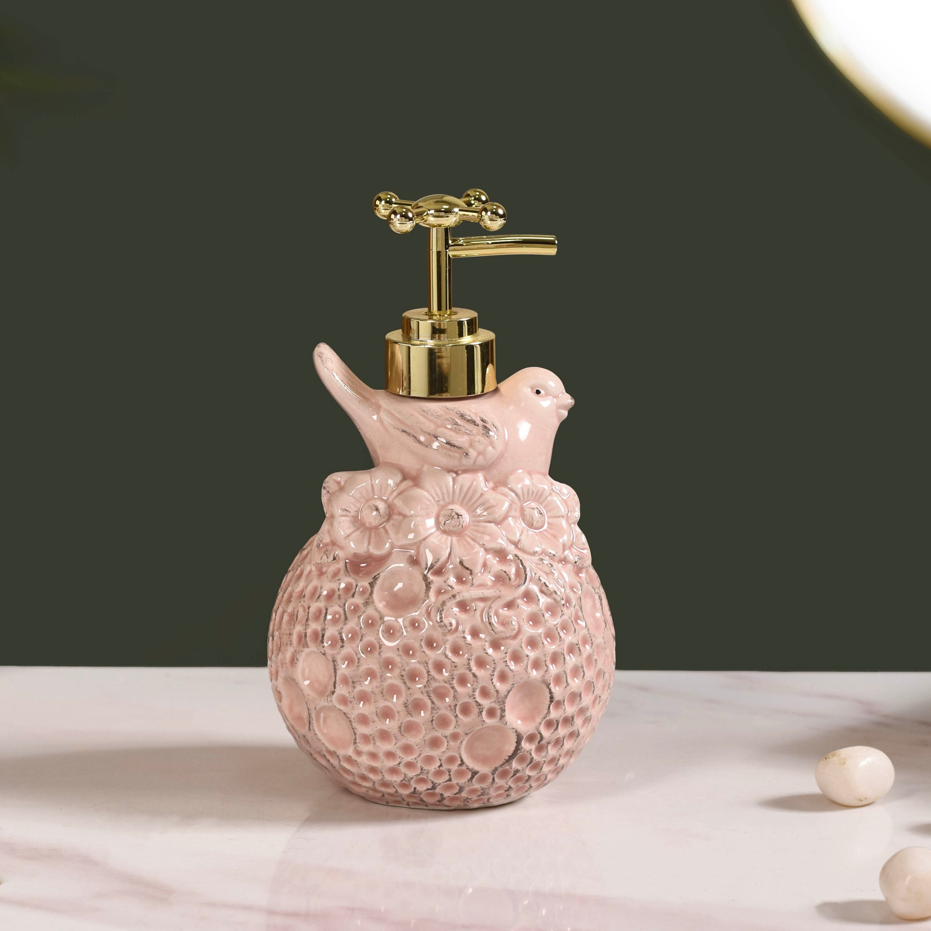 Pink Bird Embossed Liquid Dispenser Online - Premium Dispenser | Nestasia