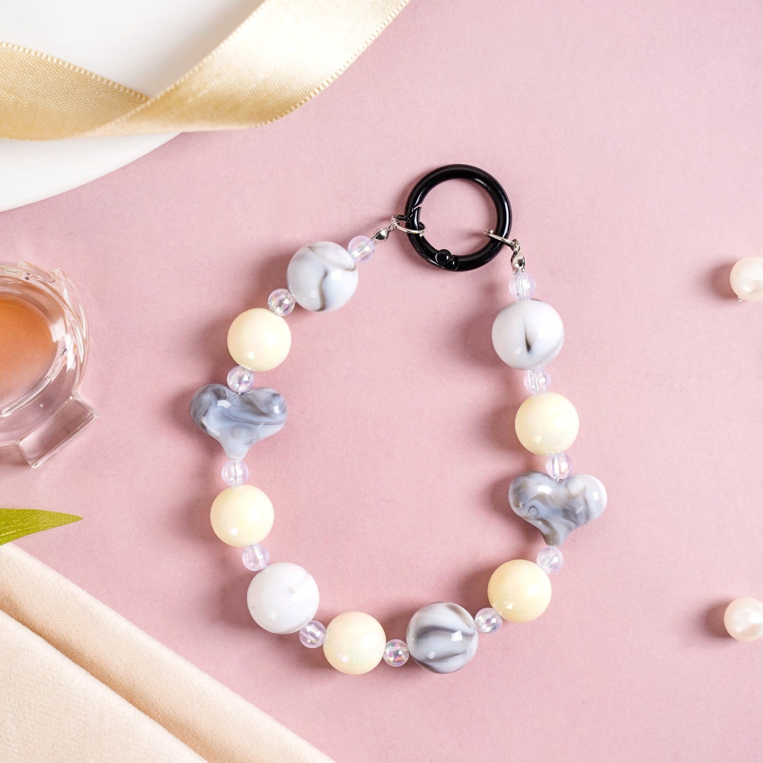 Marble Design Beaded Charms Keychain Online - Premium Keychain | Nestasia