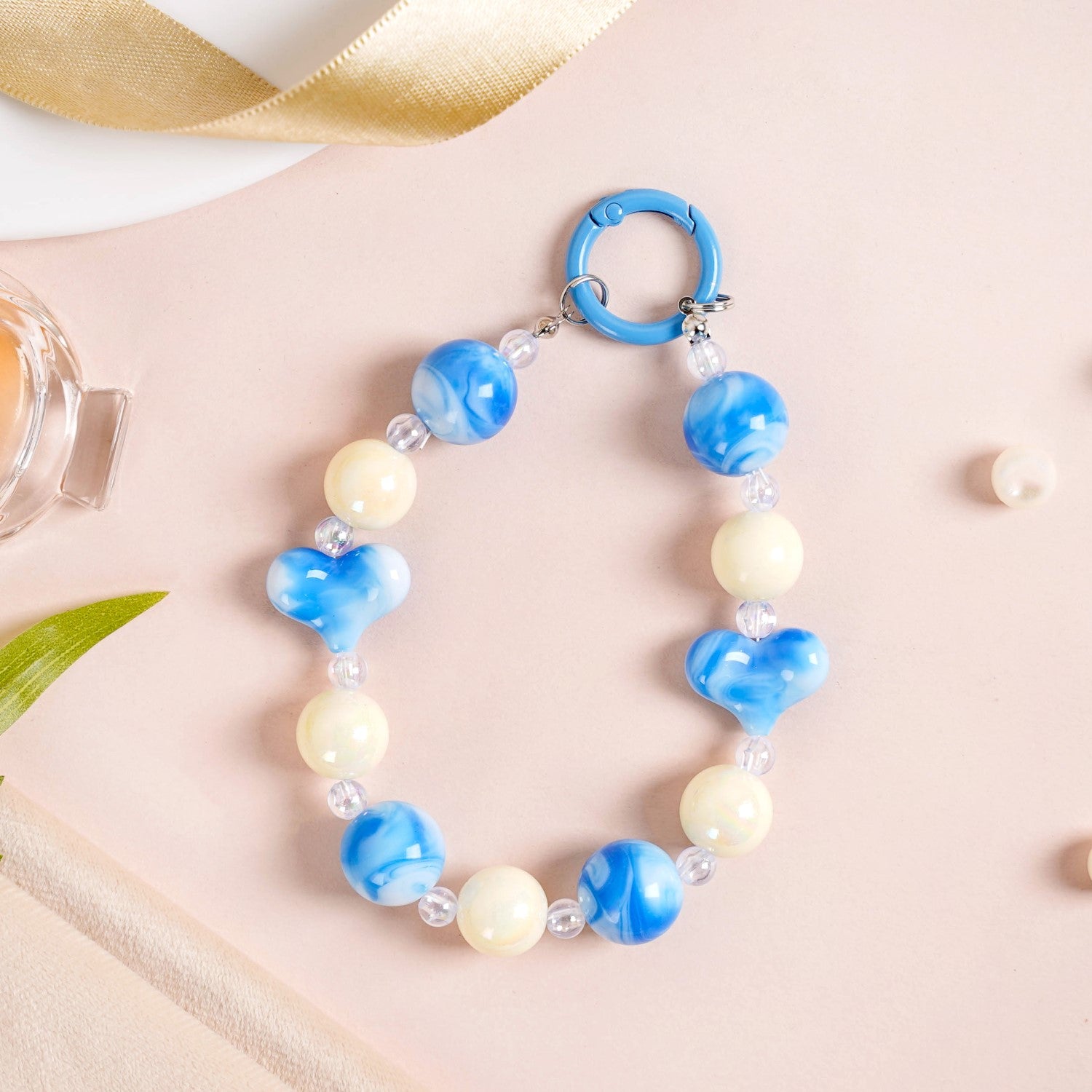 Aqua Amour Beaded Keychain Online - Premium Keychain | Nestasia