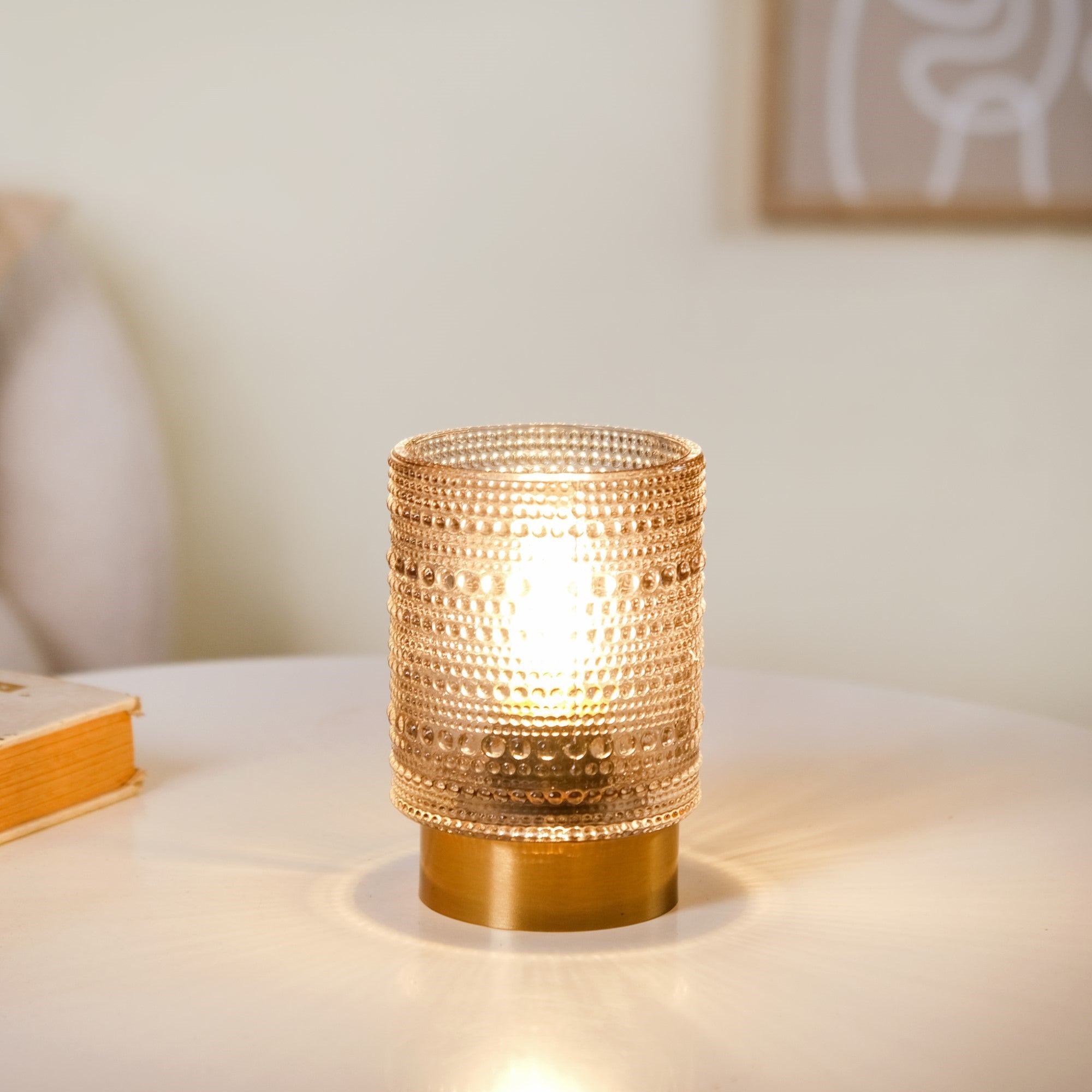 Textured Glass Cordless Table Lamp With Edison LED Bulb Online ...