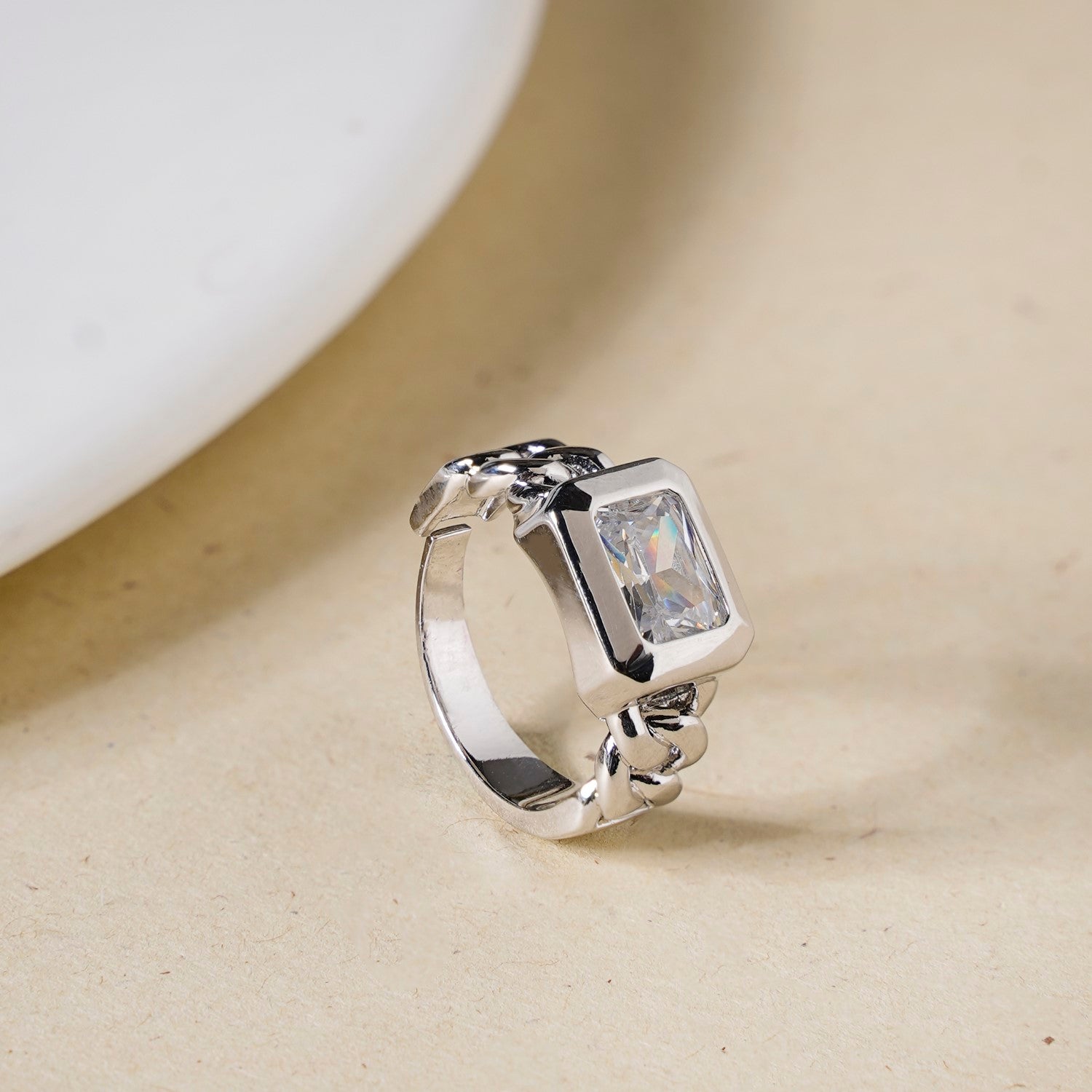 Ring Online - Premium Bezel Cut Silver Ring | Nestasia