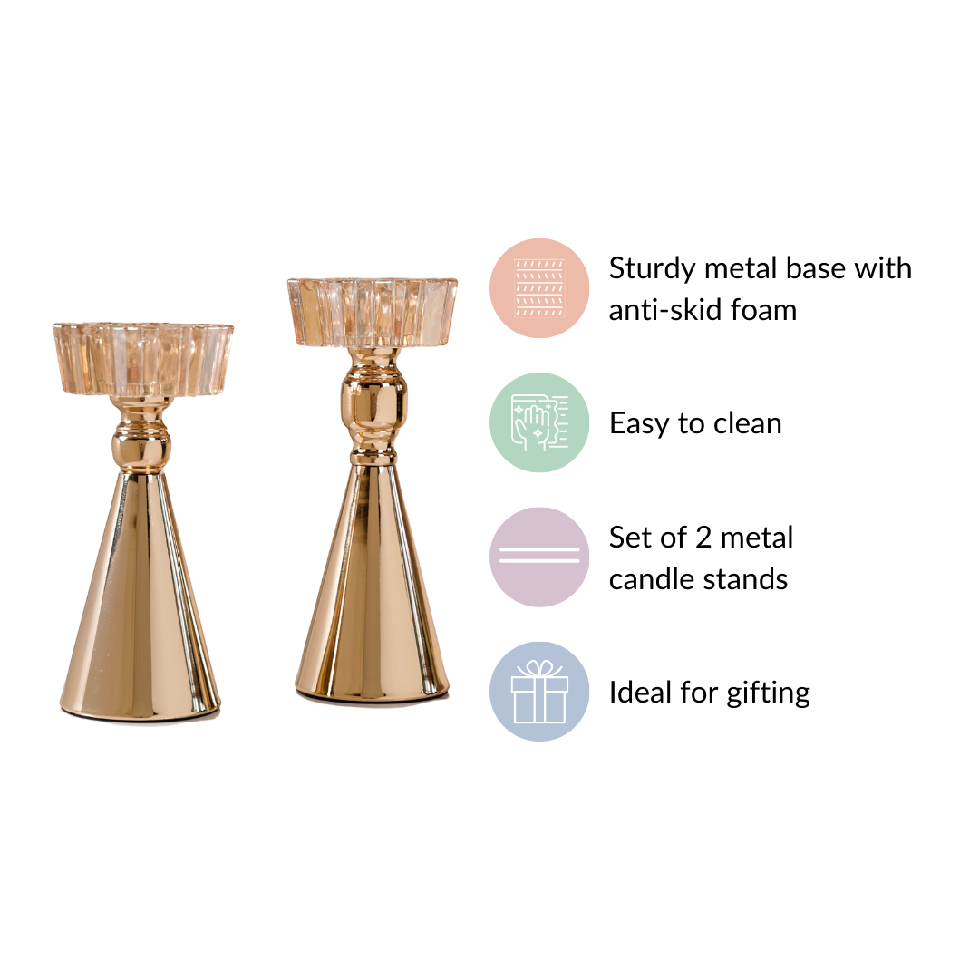 Star Crystal Gold Candle Holder Set Of 2 Online - Premium Candle Stand ...