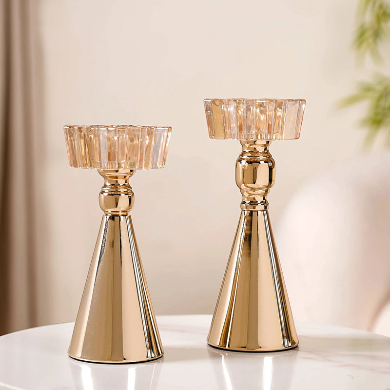 Star Crystal Gold Candle Holder Set Of 2 Online - Premium Candle Stand ...
